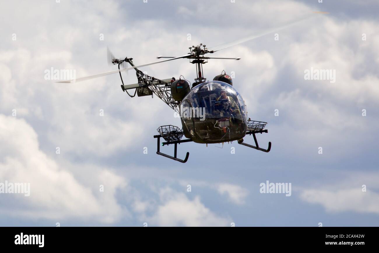 Westland-Bell 47G-4A Sioux (G-MASH) performing at Shuttleworth Drive-in ...