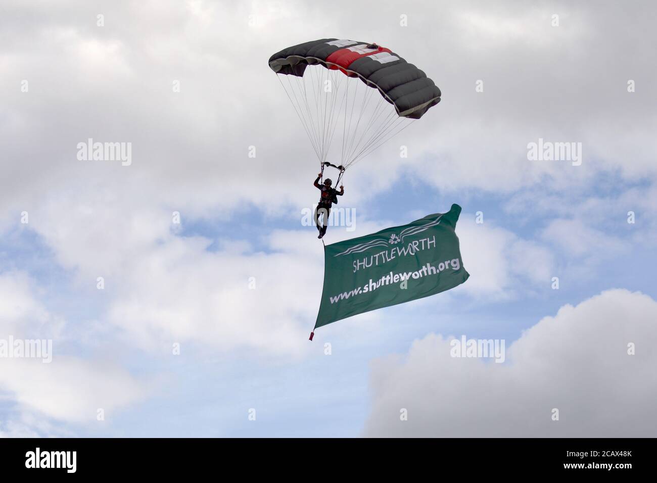 Wings Freefall Parachute Display Team performing at the Shuttleworth ...