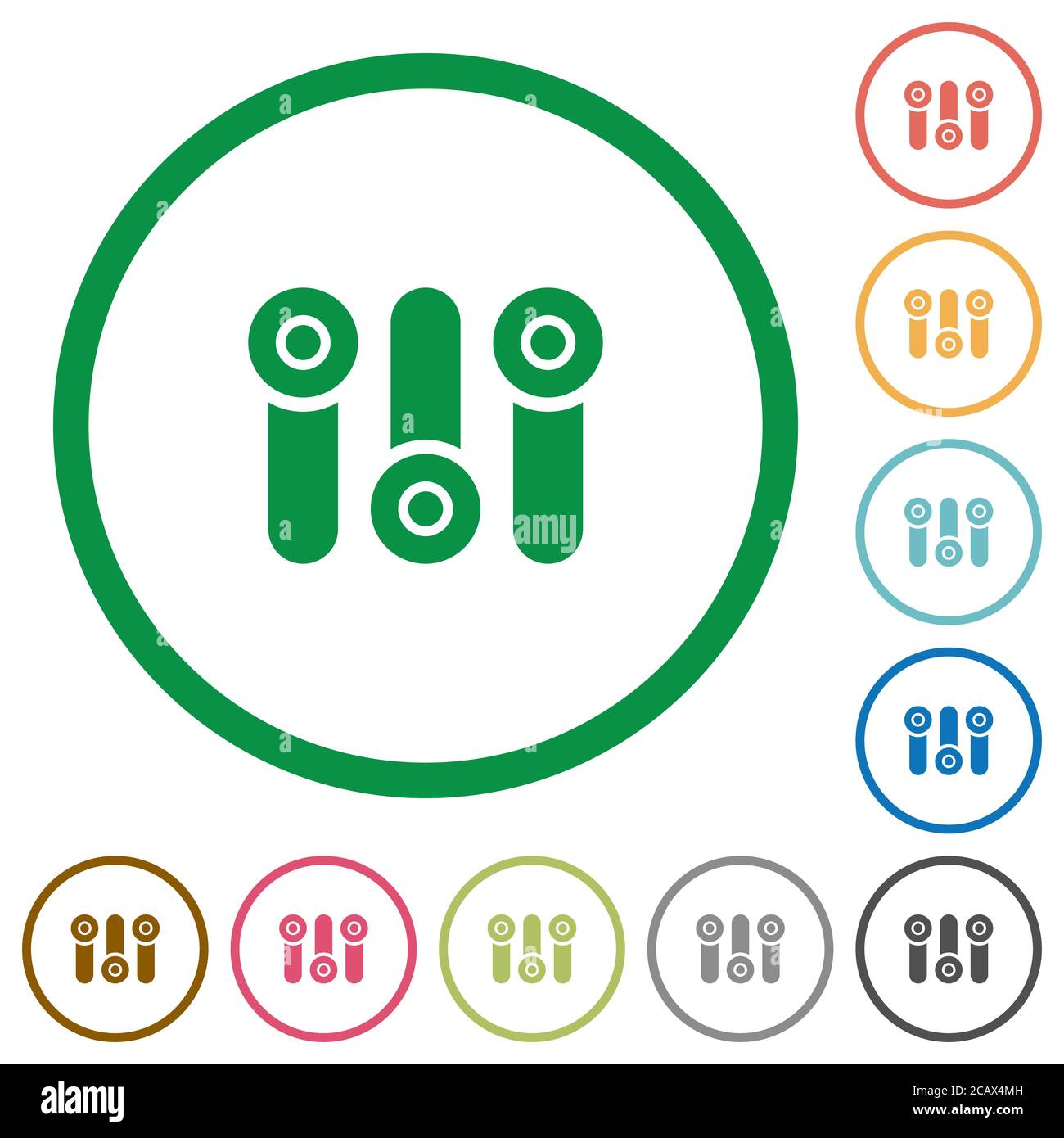 Control panel flat color icons in round outlines on white background ...