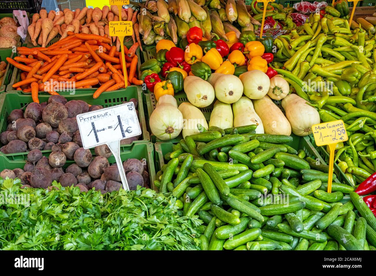 Great selection of vegetables for sale at a market Stock Photo - Alamy