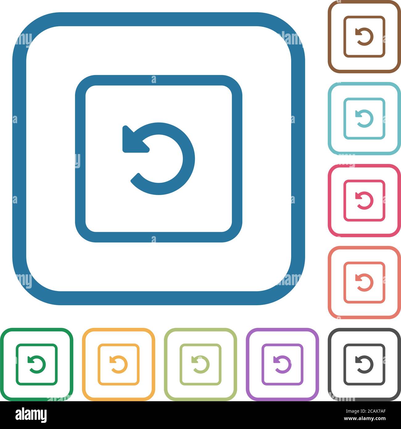 Rotate object left simple icons in color rounded square frames on white background Stock Vector ...