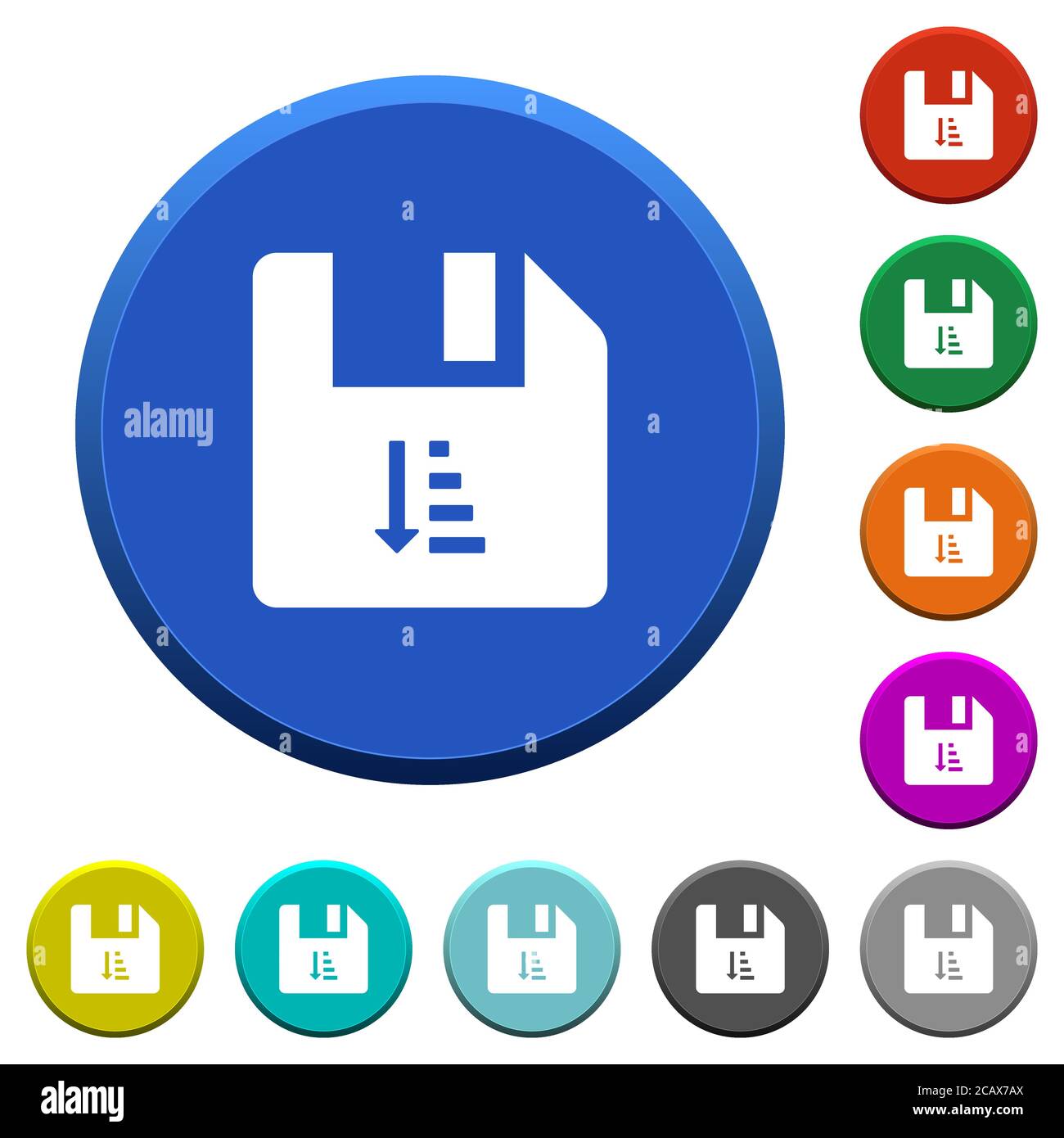 Ascending file sort round color beveled buttons with smooth surfaces ...