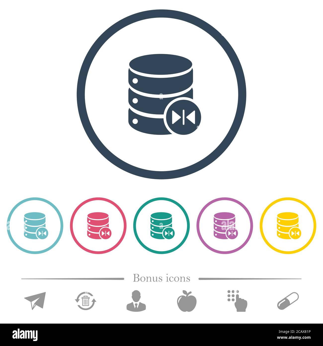 Select database table column flat color icons in round outlines. 6 ...