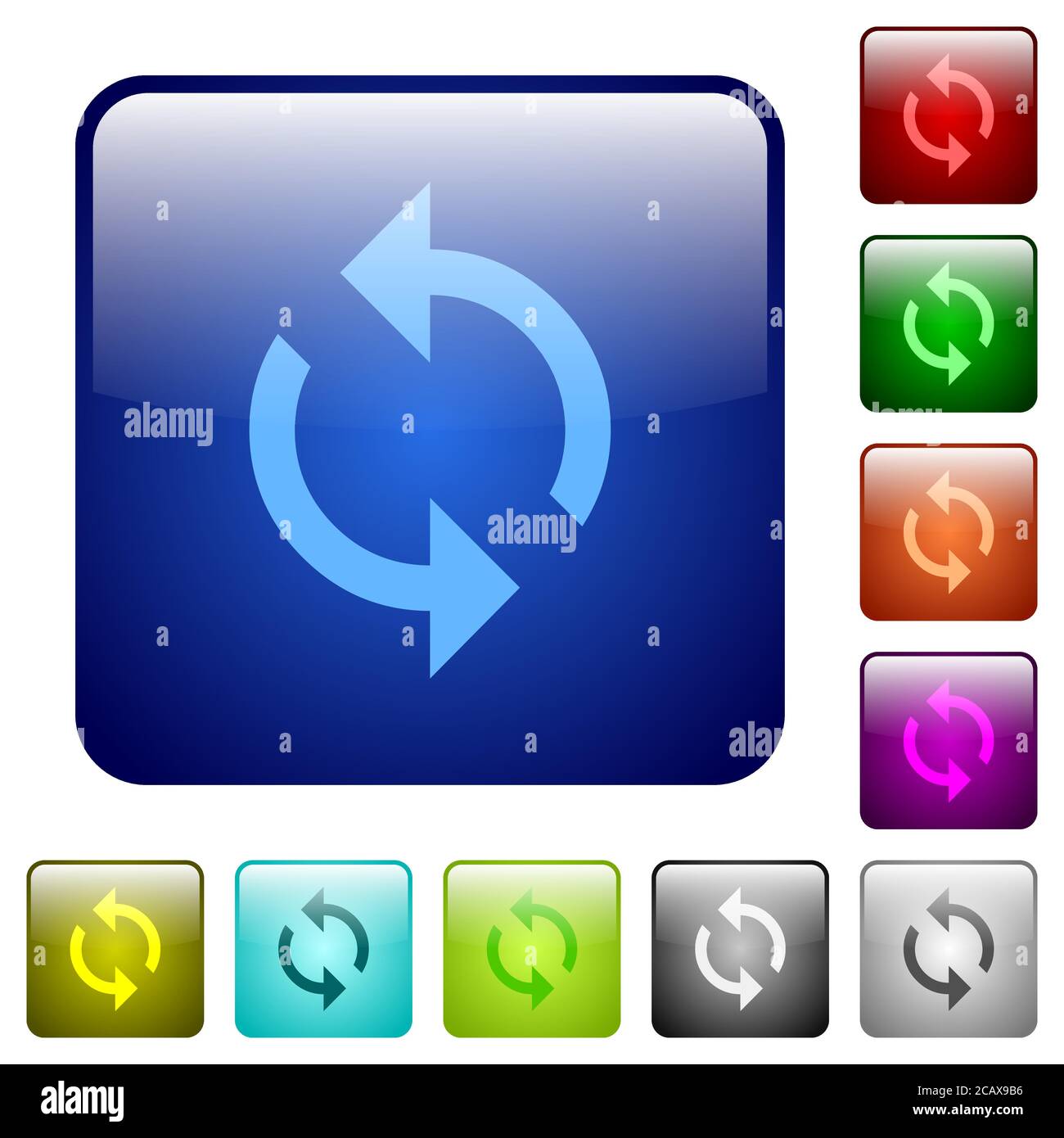 Loop icons in rounded square color glossy button set Stock Vector Image ...