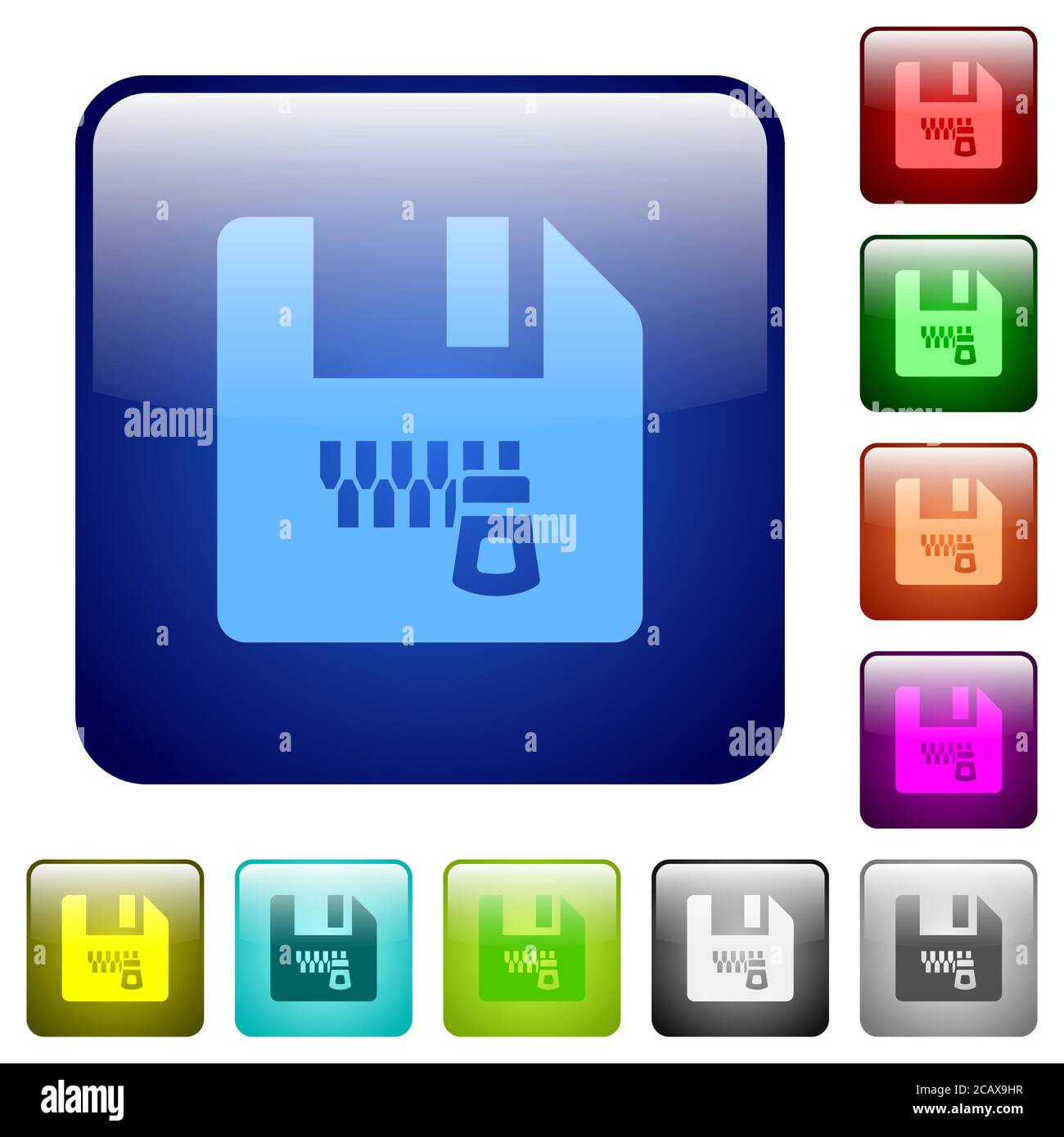 Zipped file icons in rounded square color glossy button set Stock Vector Image & Art - Alamy