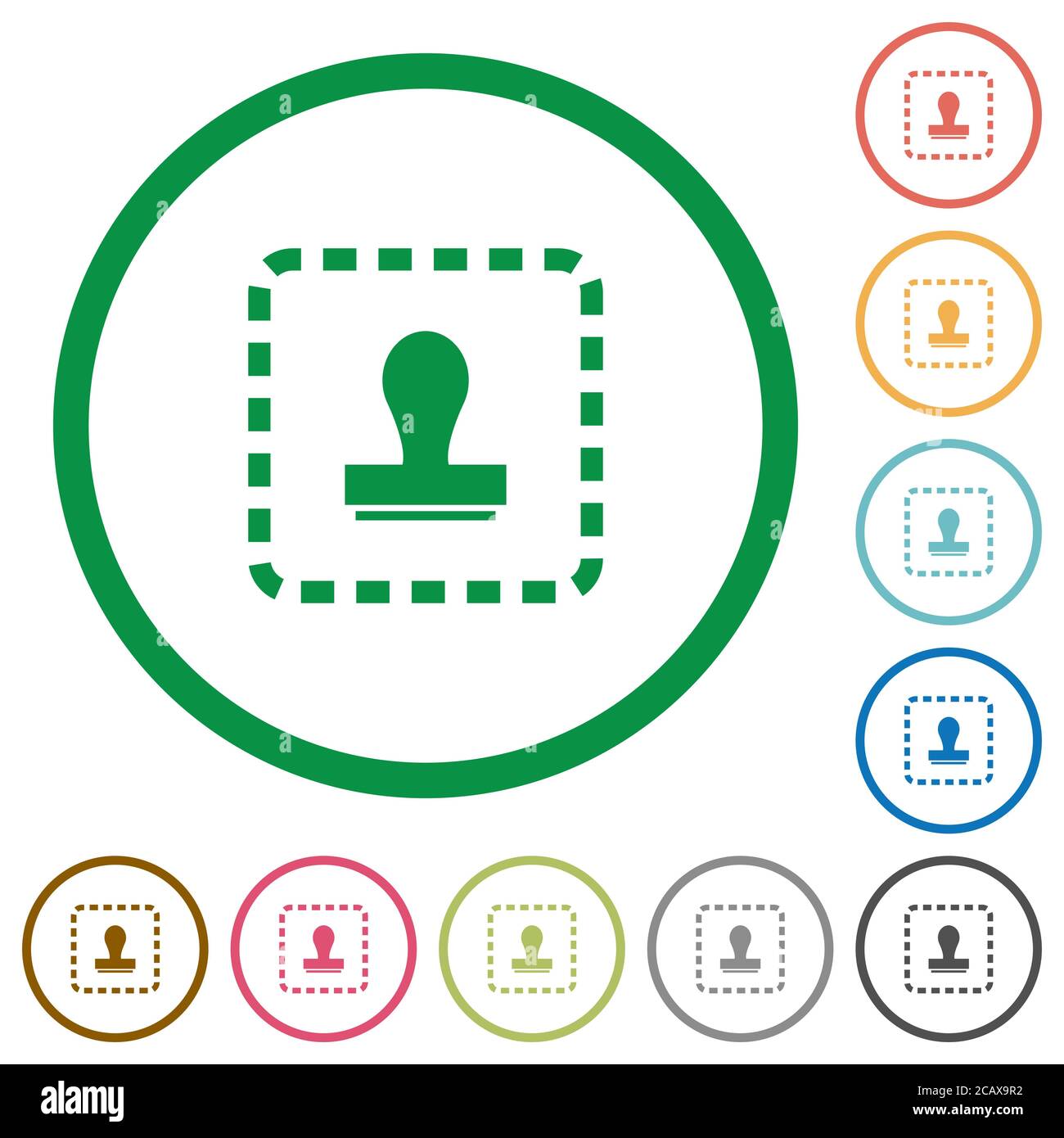 Place watermark flat color icons in round outlines on white background ...