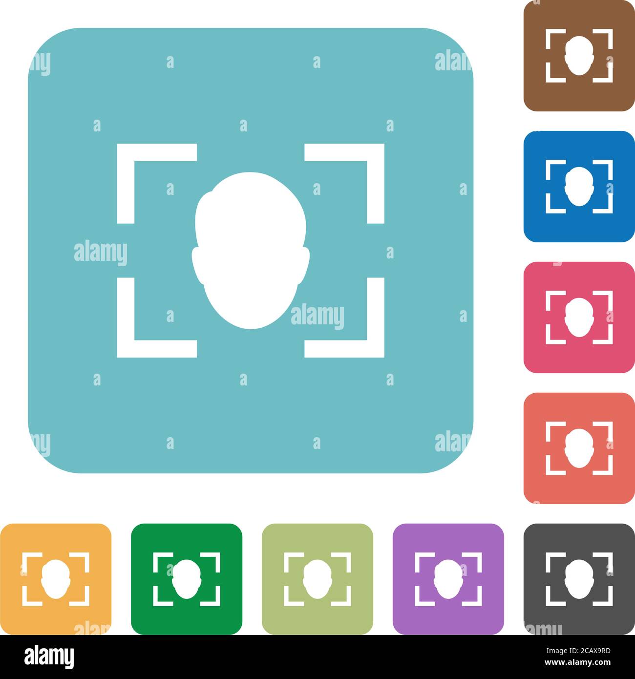 Camera selfie mode white flat icons on color rounded square backgrounds ...