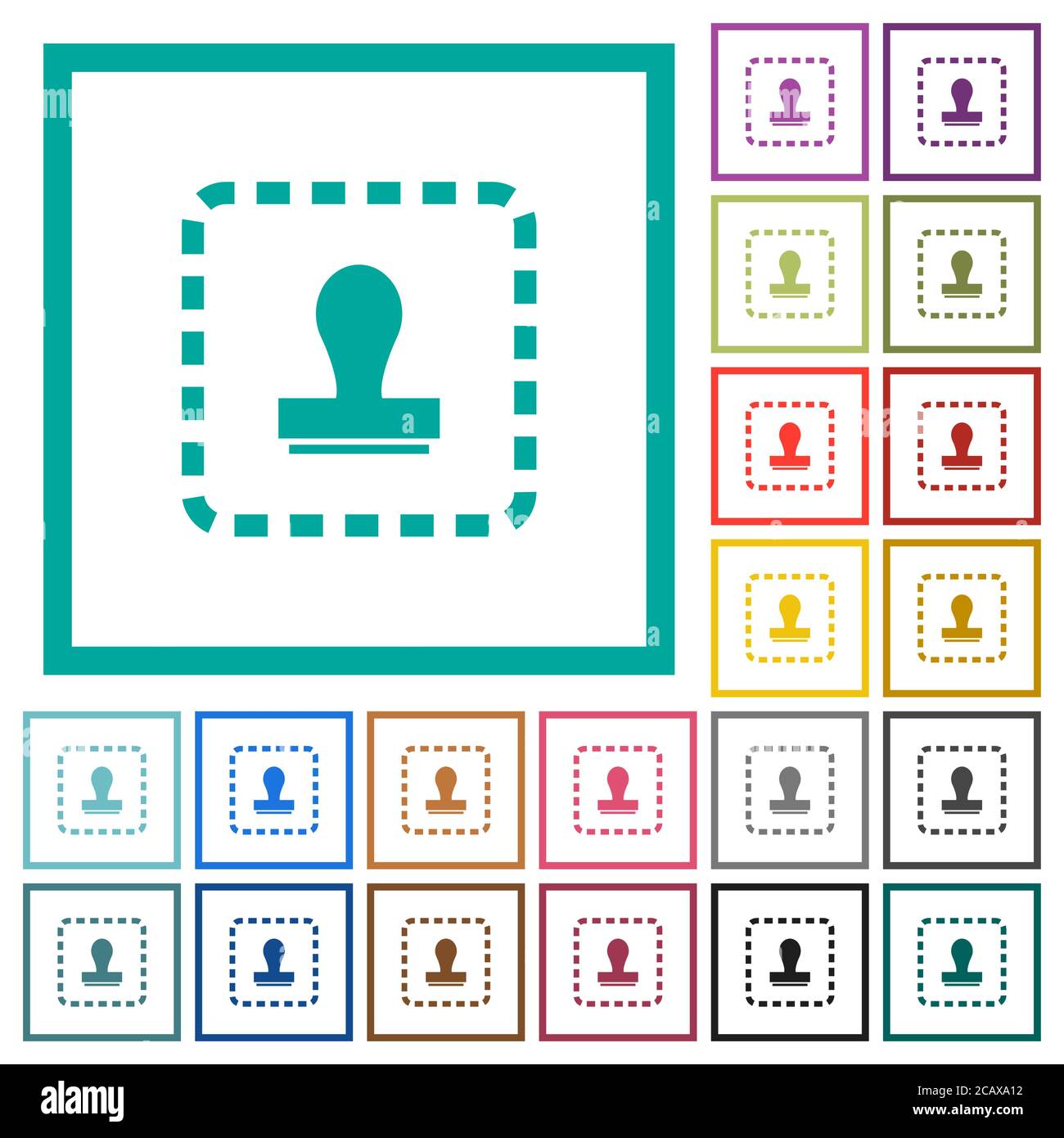 Place watermark flat color icons with quadrant frames on white ...