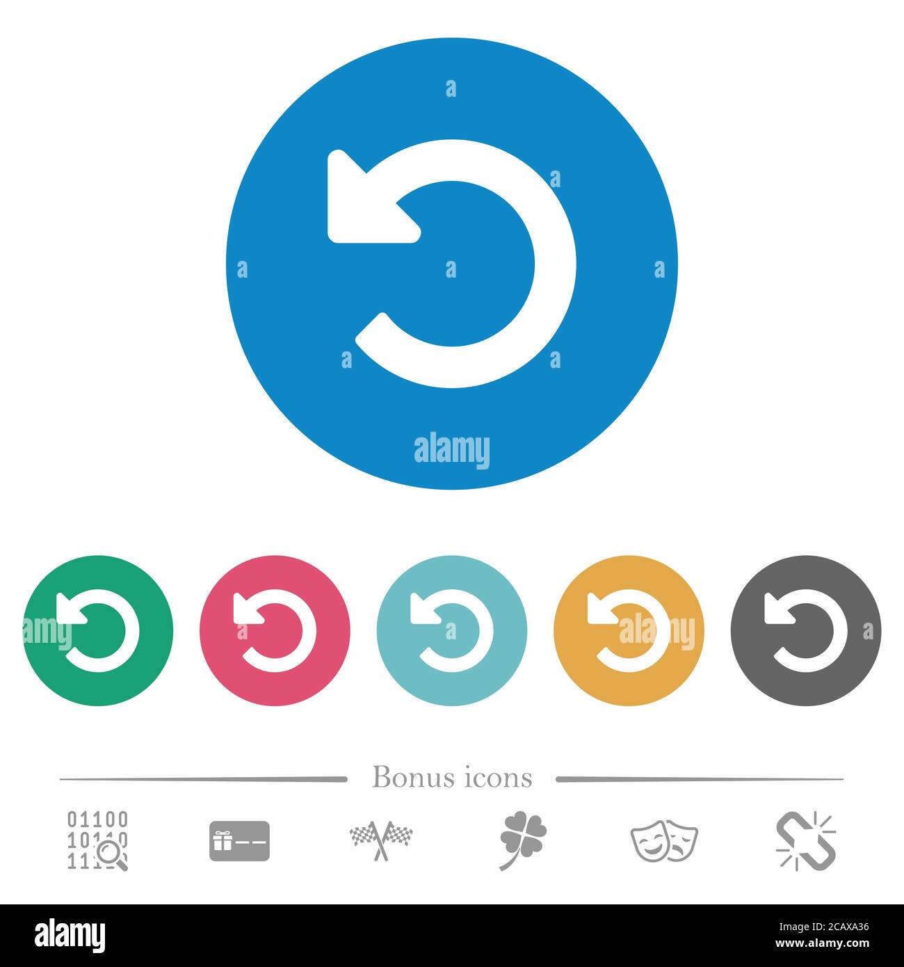 Undo changes flat white icons on round color backgrounds. 6 bonus icons included Stock Vector ...