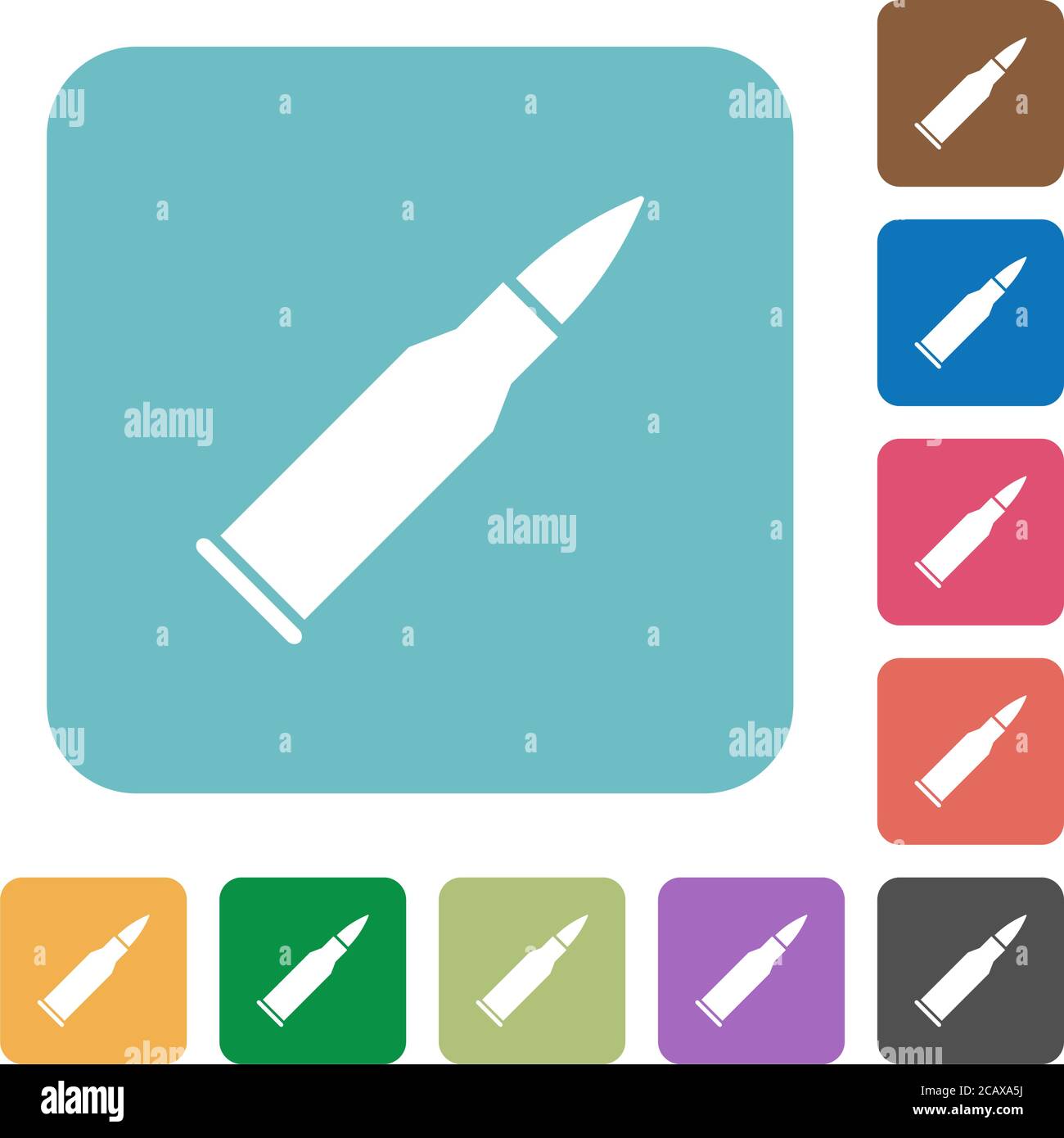 Bullet rifle ammo white flat icons on color rounded square backgrounds Stock Vector Image & Art ...