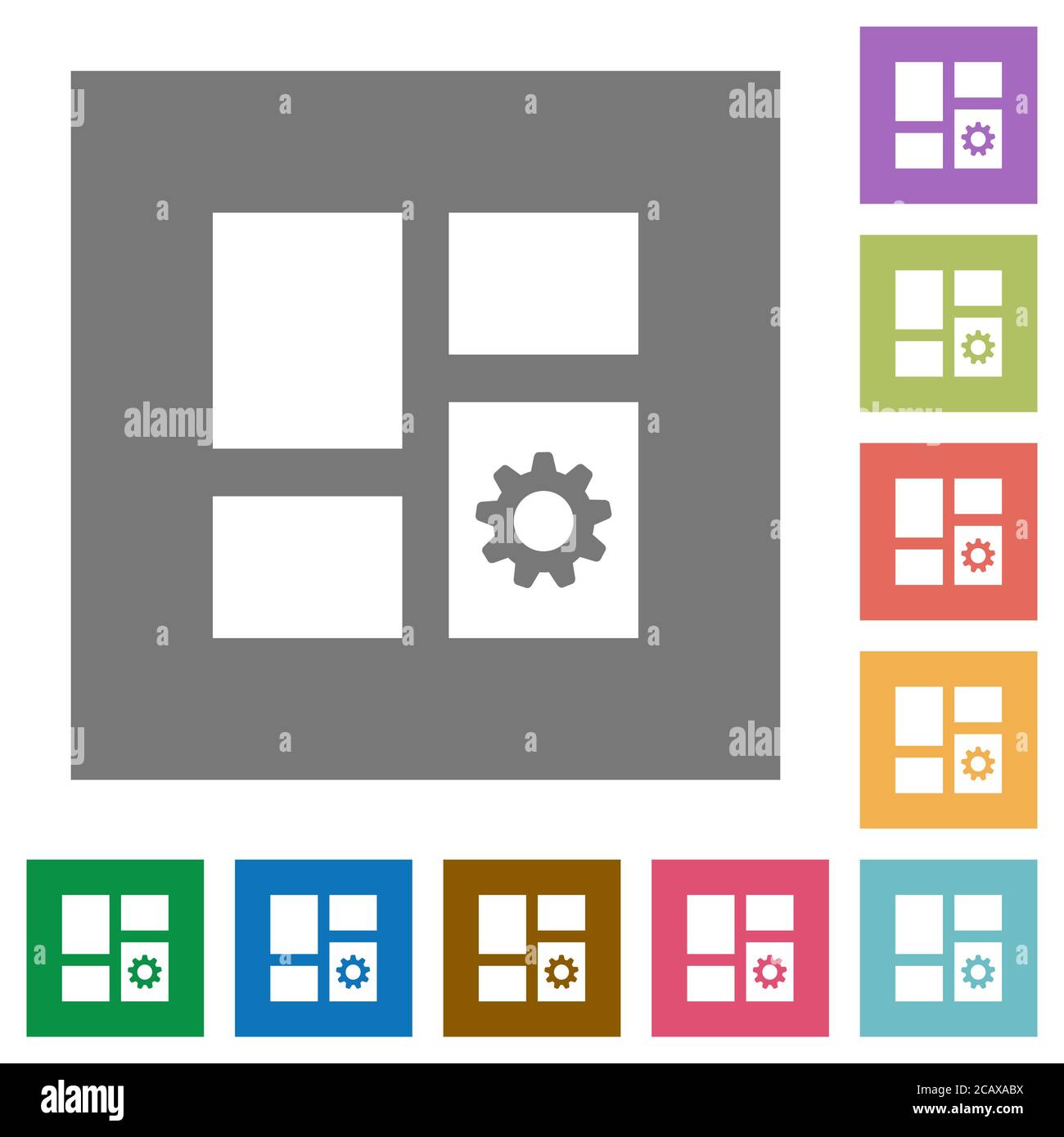 Dashboard settings flat icons on simple color square backgrounds Stock ...