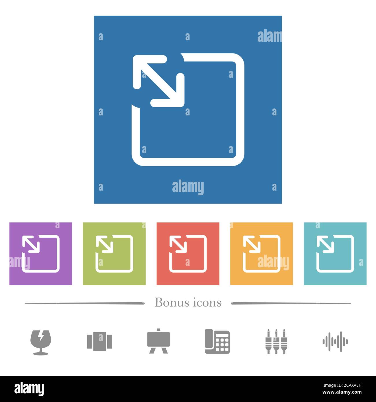 Resize object flat white icons in square backgrounds. 6 bonus icons ...