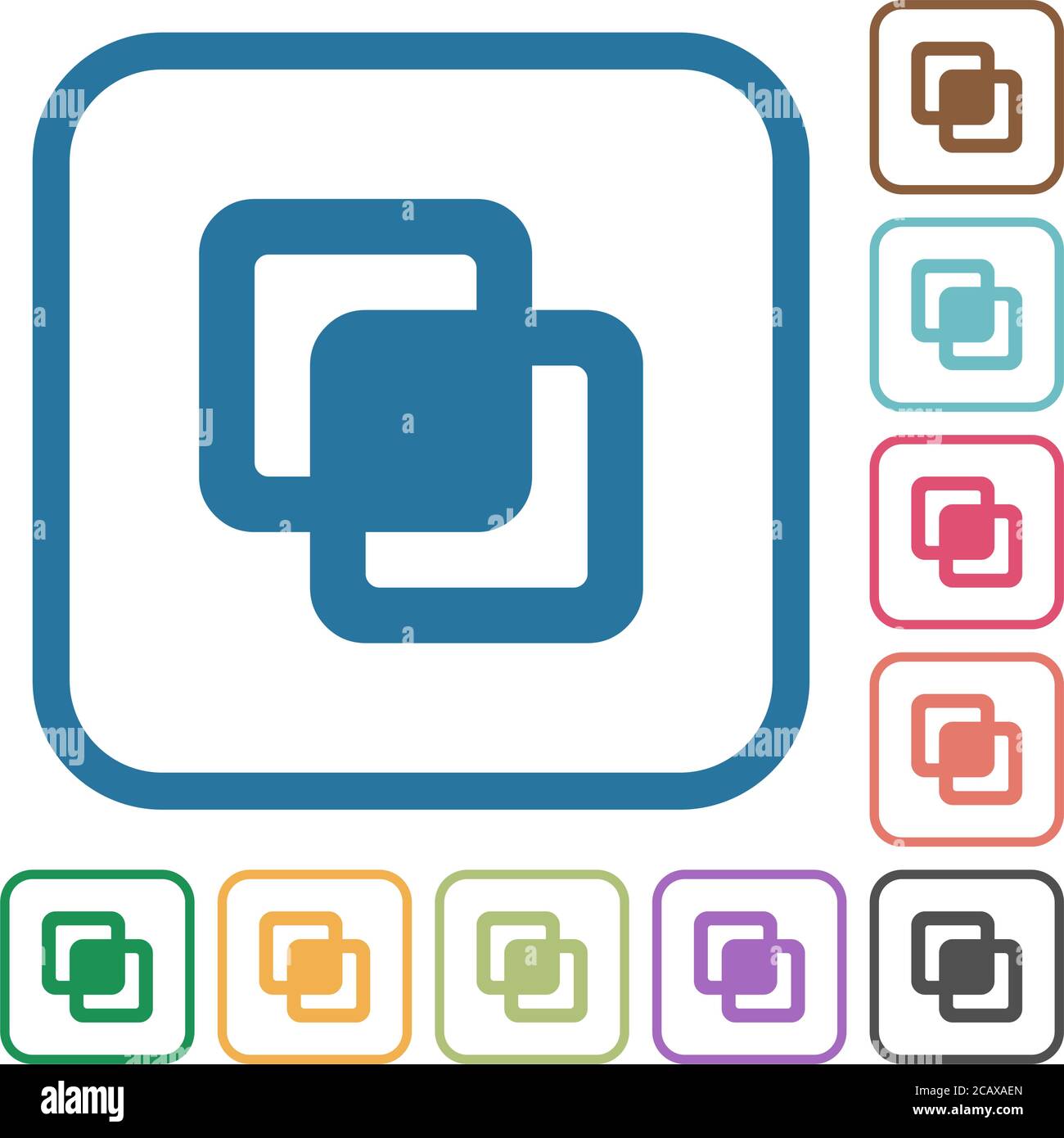 Intersect shapes simple icons in color rounded square frames on white background Stock Vector ...