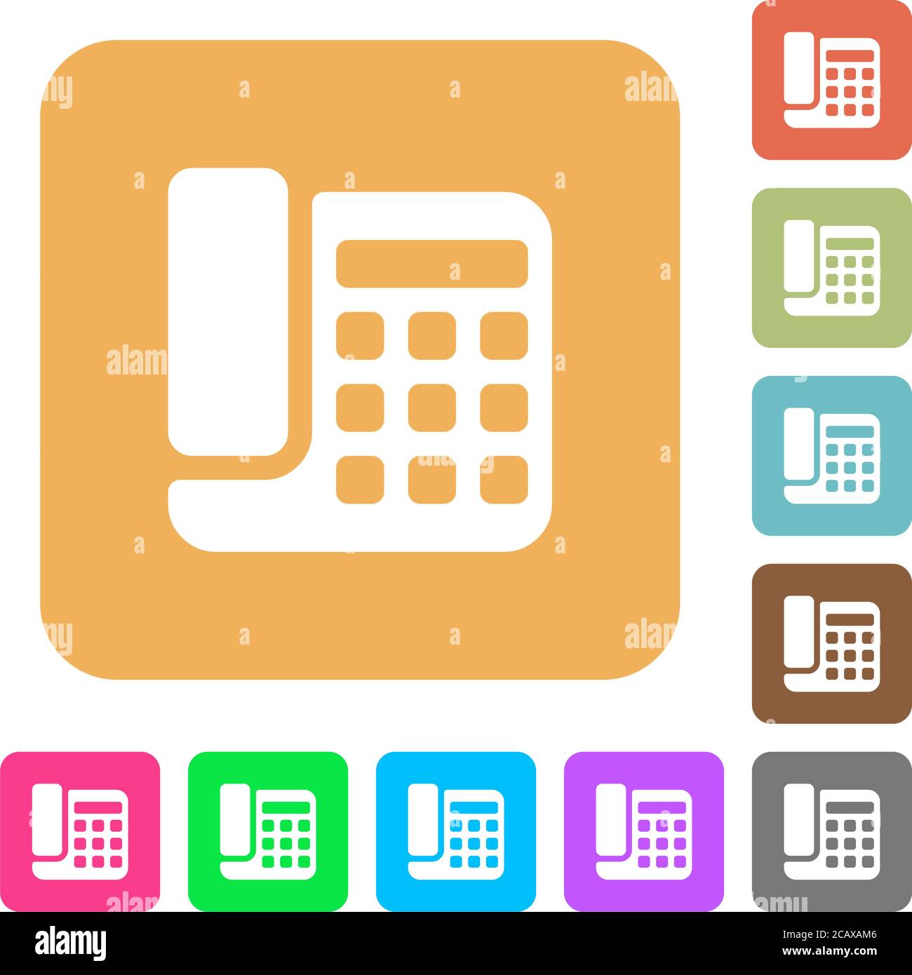 Office phone flat icons on rounded square vivid color backgrounds Stock ...