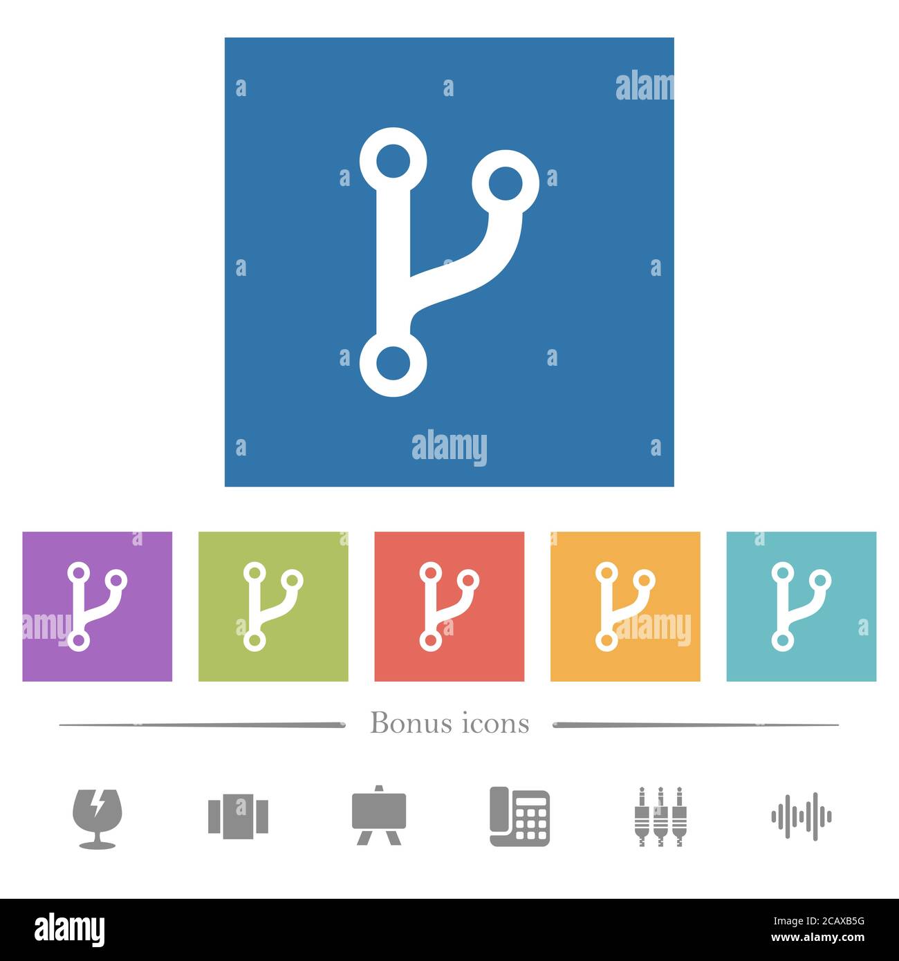 Code fork flat white icons in square backgrounds. 6 bonus icons ...