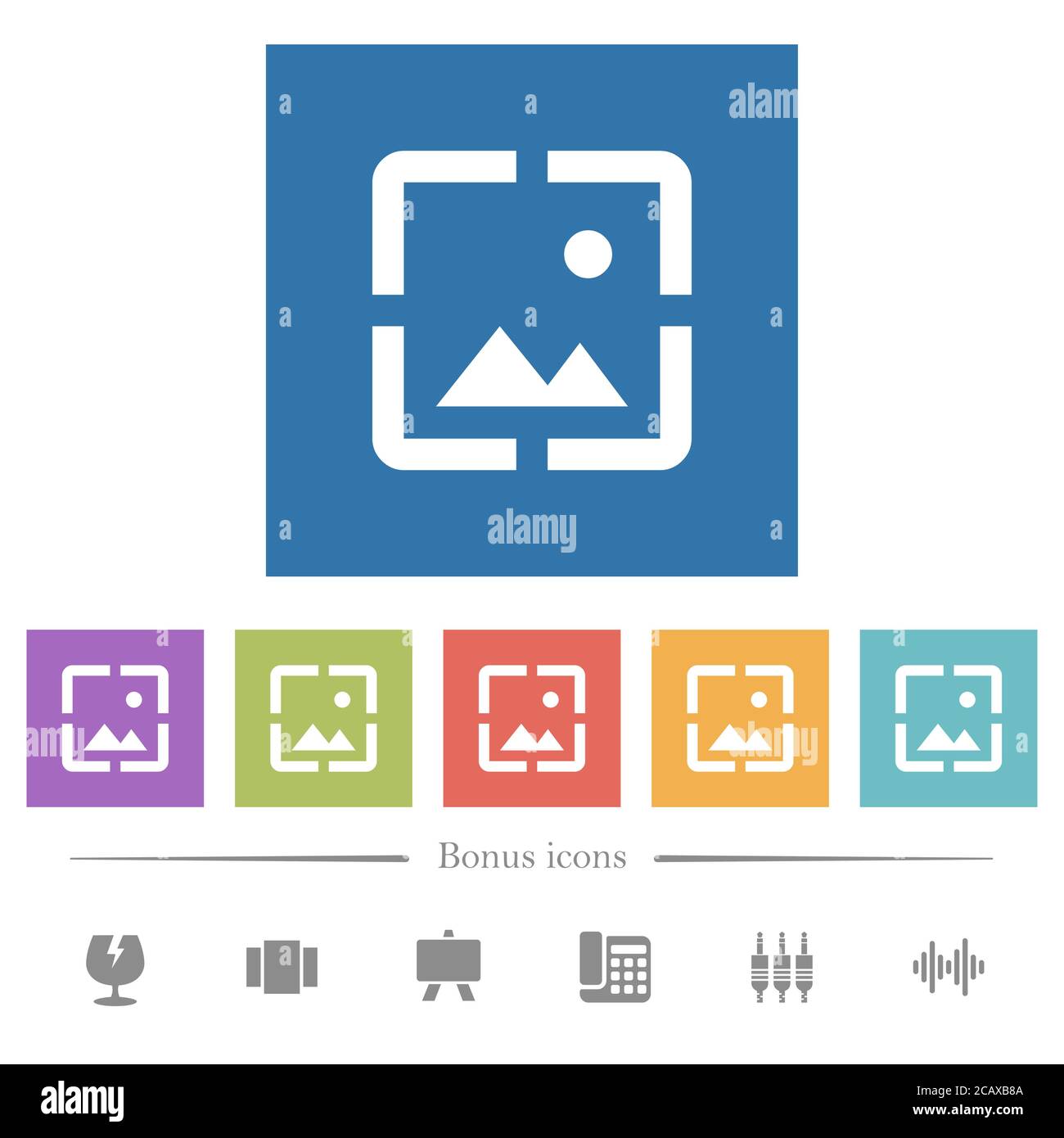 Wallpaper image flat white icons in square backgrounds. 6 bonus icons ...