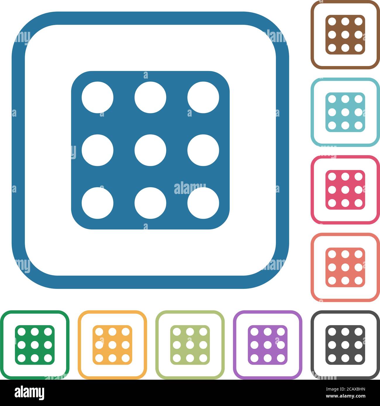 Domino nine simple icons in color rounded square frames on white background Stock Vector Image ...