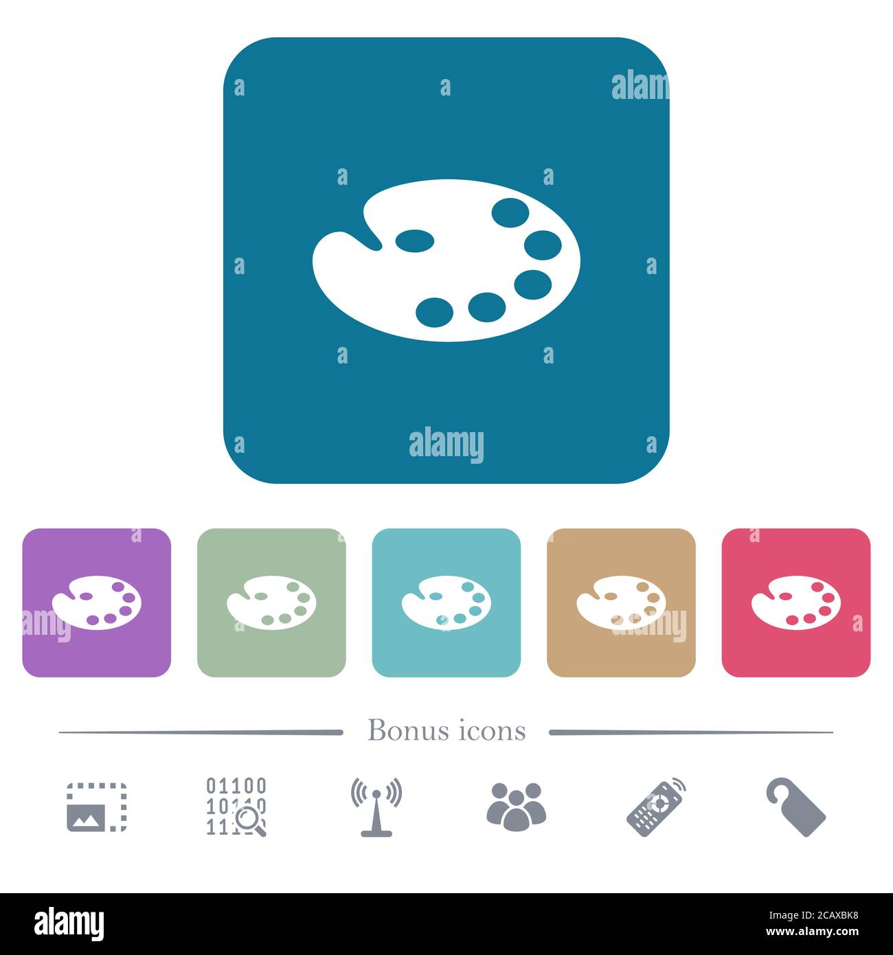 Color palette white flat icons on color rounded square backgrounds. 6 ...