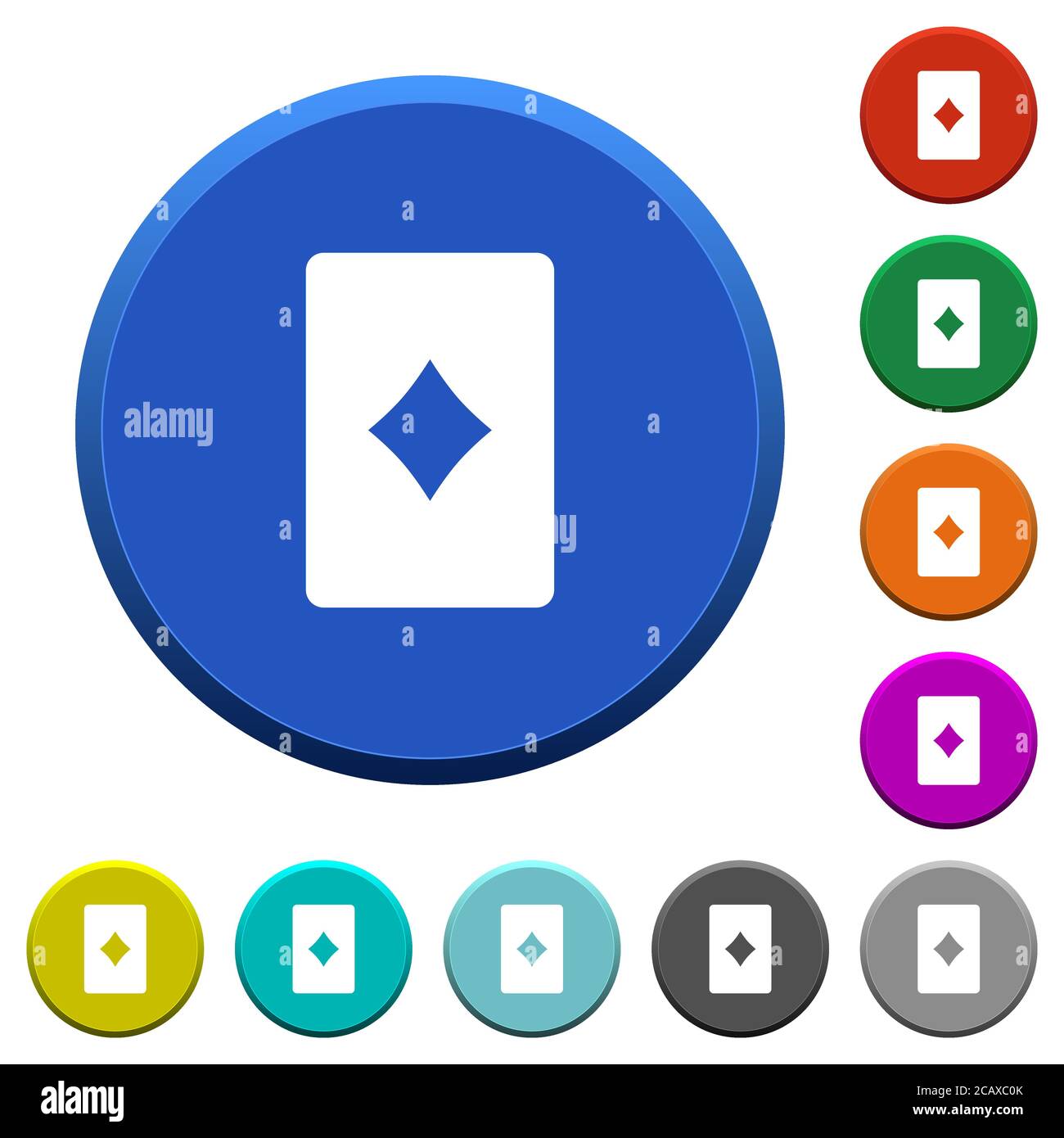 Diamond card symbol round color beveled buttons with smooth surfaces ...