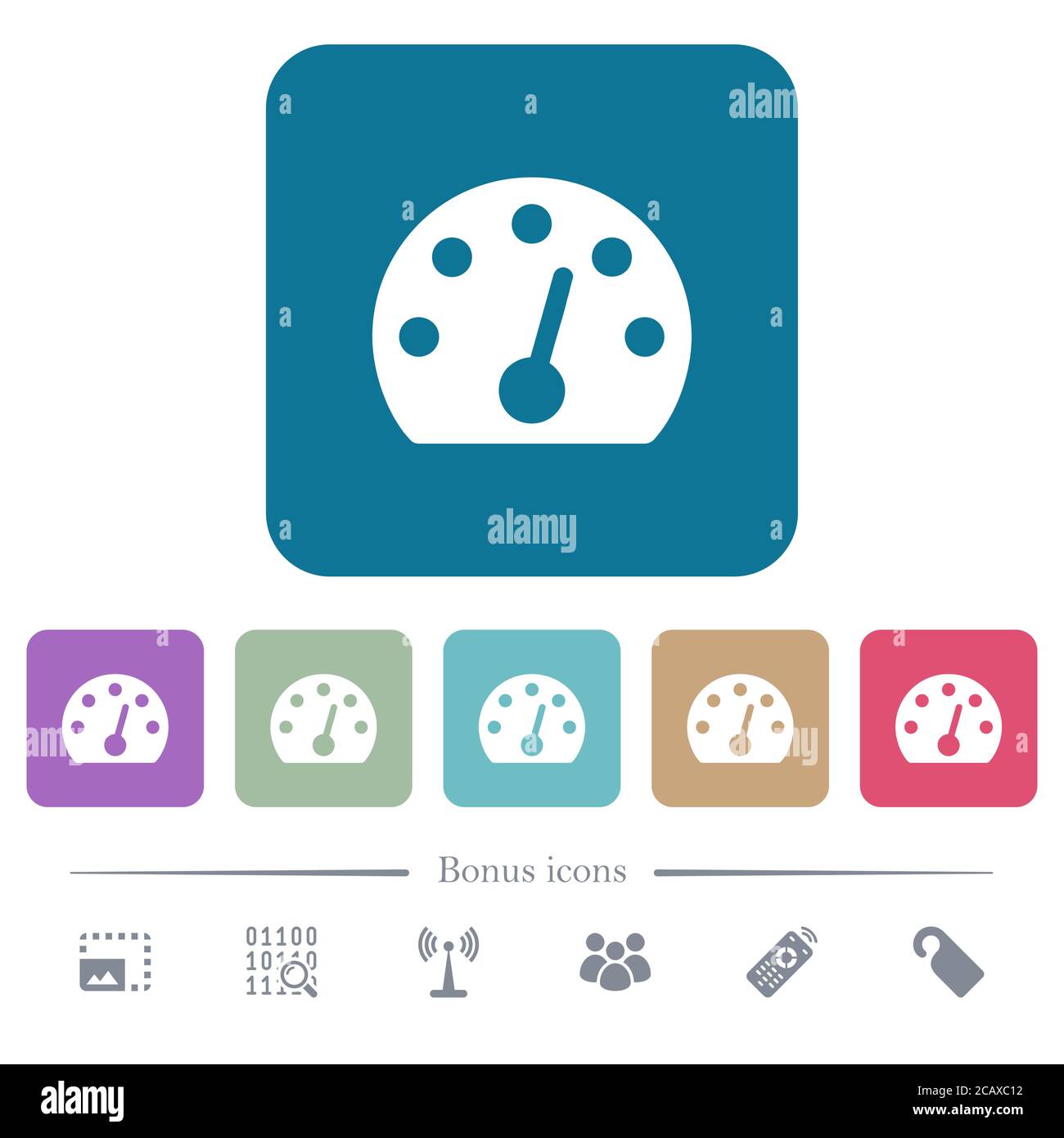 Dashboard white flat icons on color rounded square backgrounds. 6 bonus ...