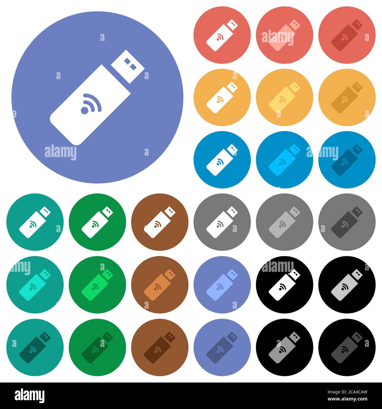 Wireless usb stick multi colored flat icons on round backgrounds ...