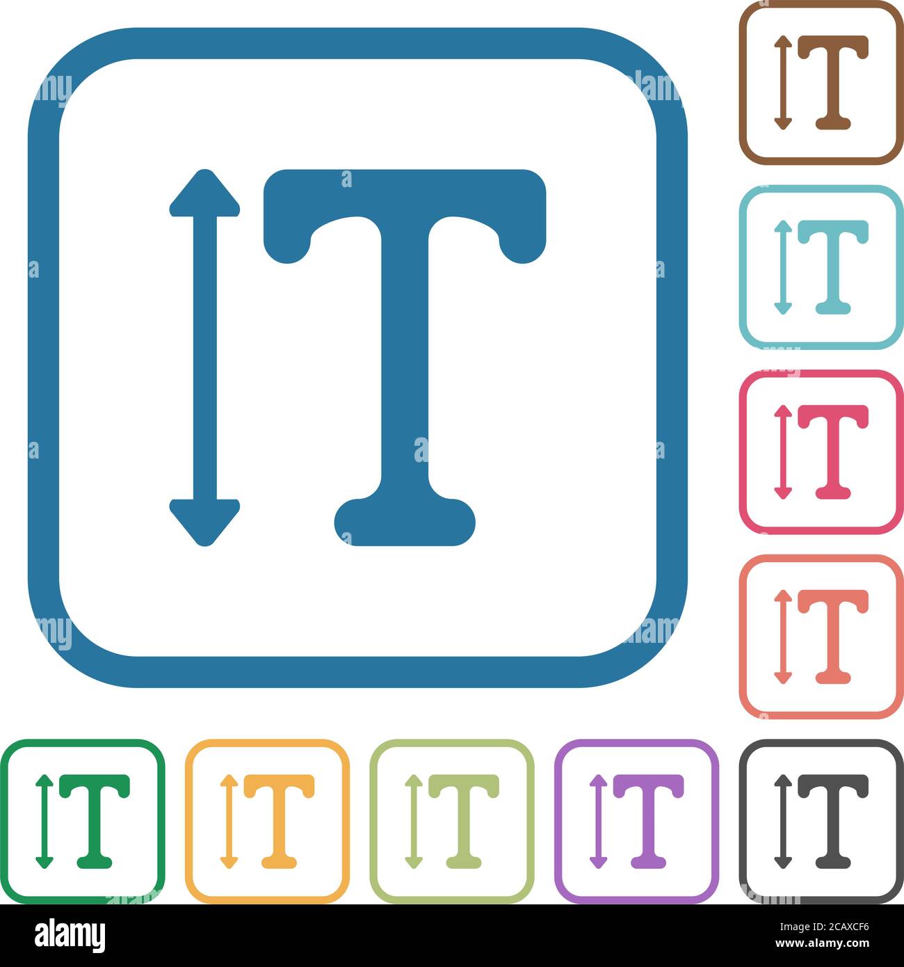 Adjust font height simple icons in color rounded square frames on white ...