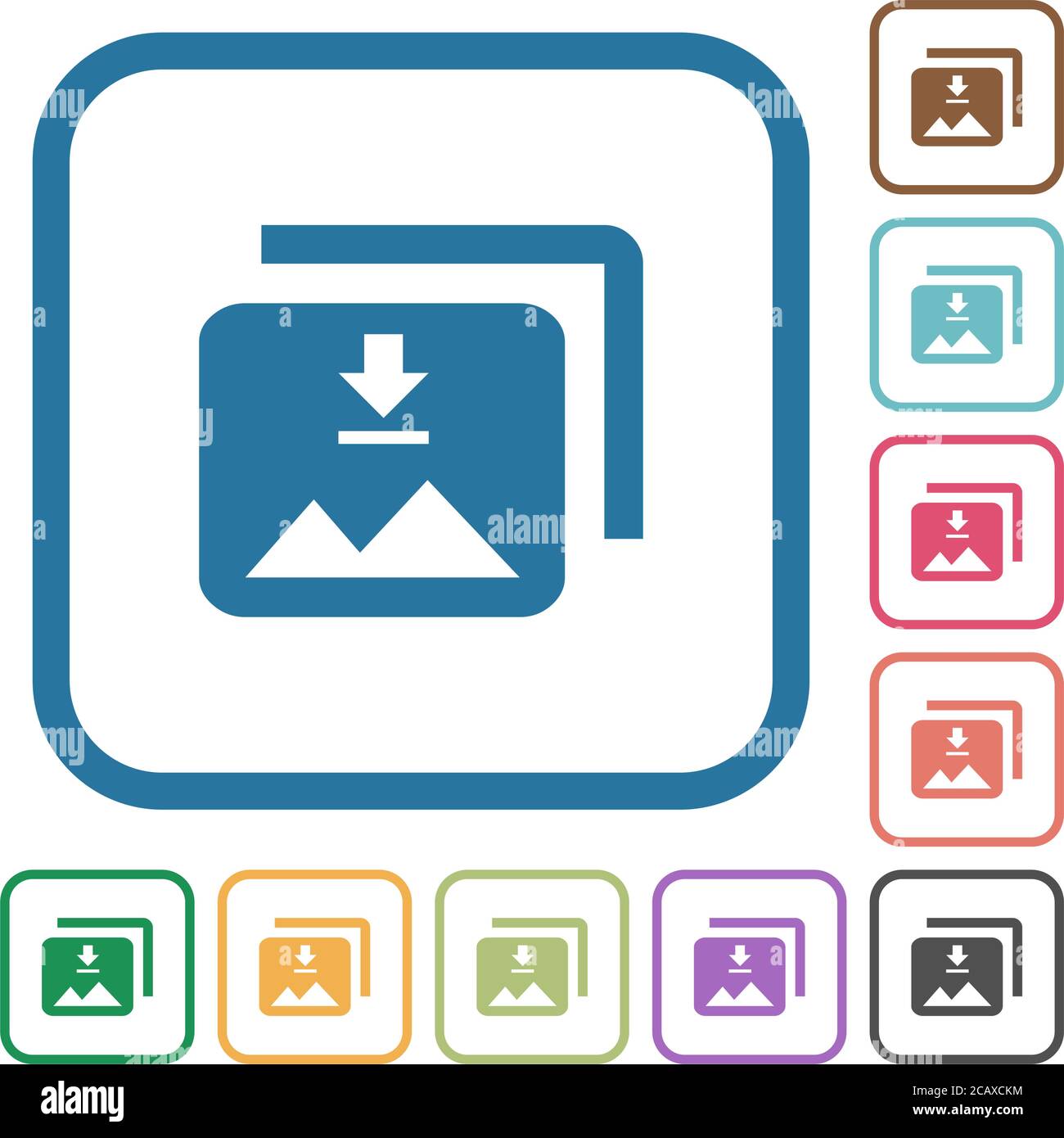 Download multiple images simple icons in color rounded square frames on ...
