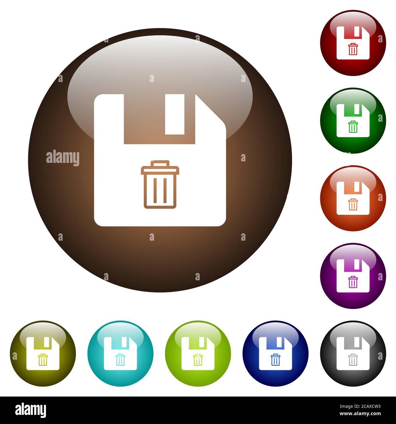Delete file white icons on round color glass buttons Stock Vector Image ...