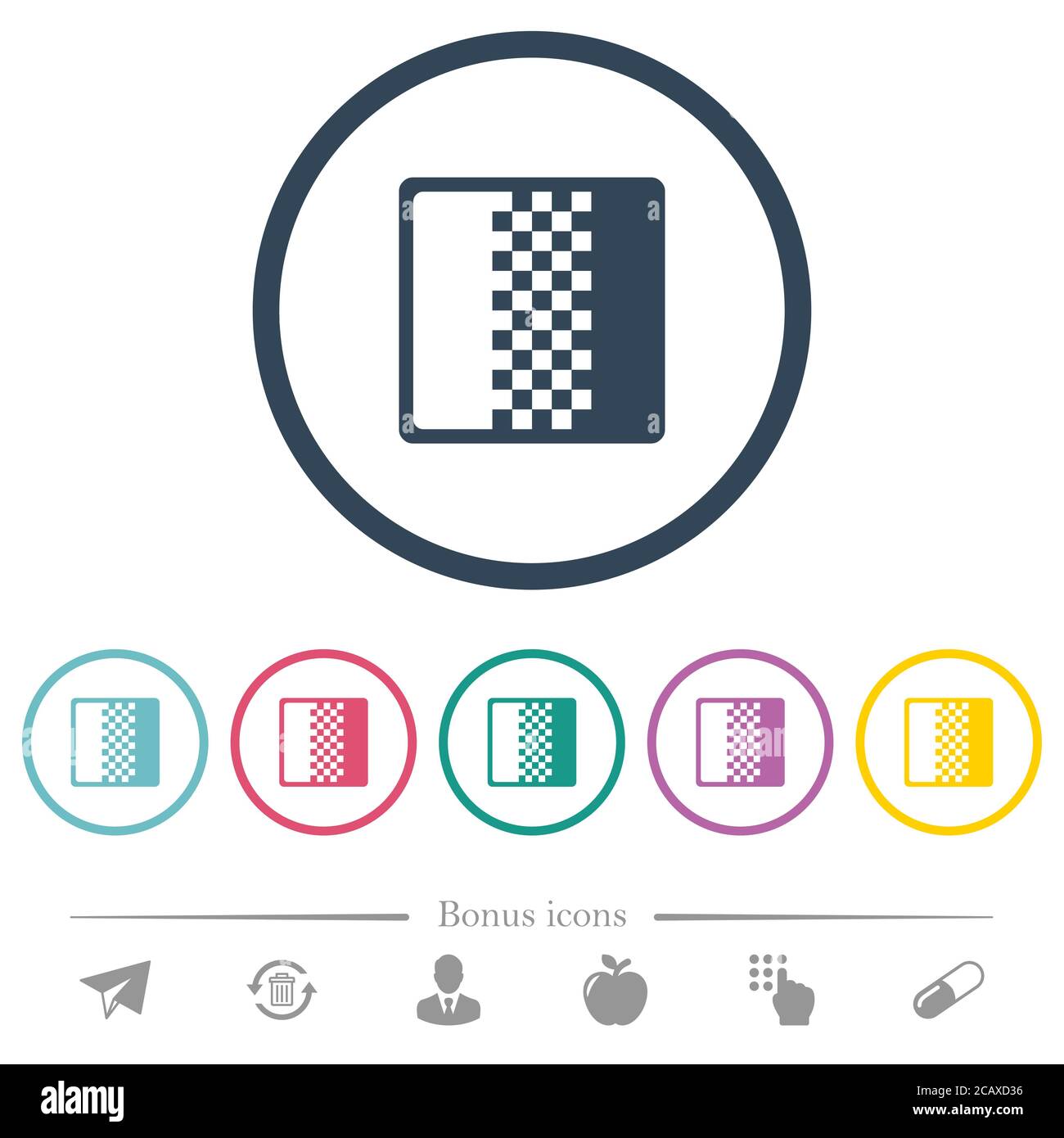 Color gradient flat color icons in round outlines. 6 bonus icons ...