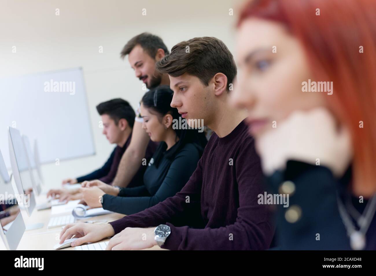 Exams Preparation. Group Of Multi-Ethnic Students Studying Together ...