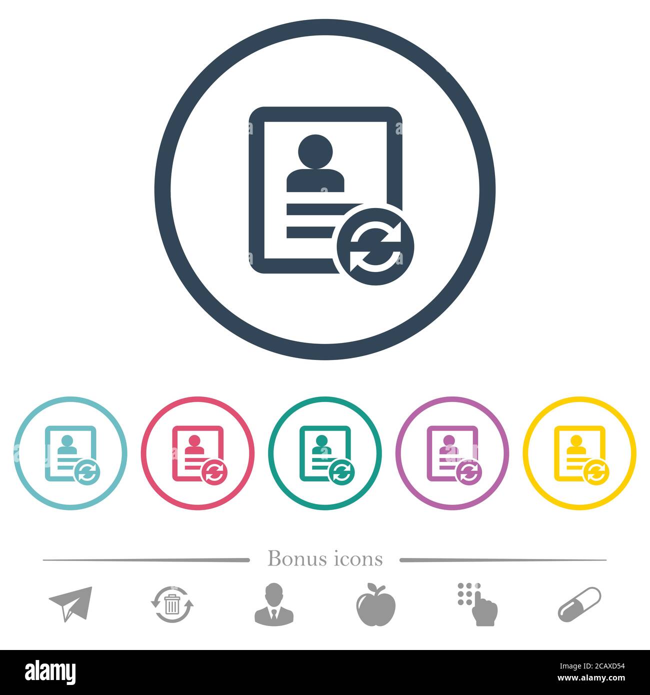 Refresh contact flat color icons in round outlines. 6 bonus icons ...