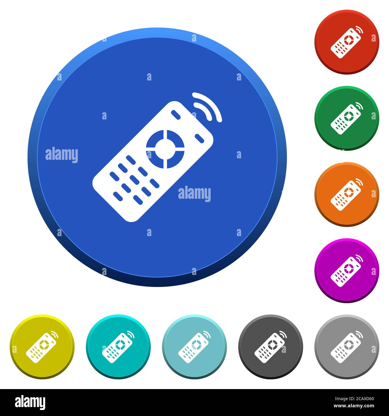 Working remote control round color beveled buttons with smooth surfaces ...