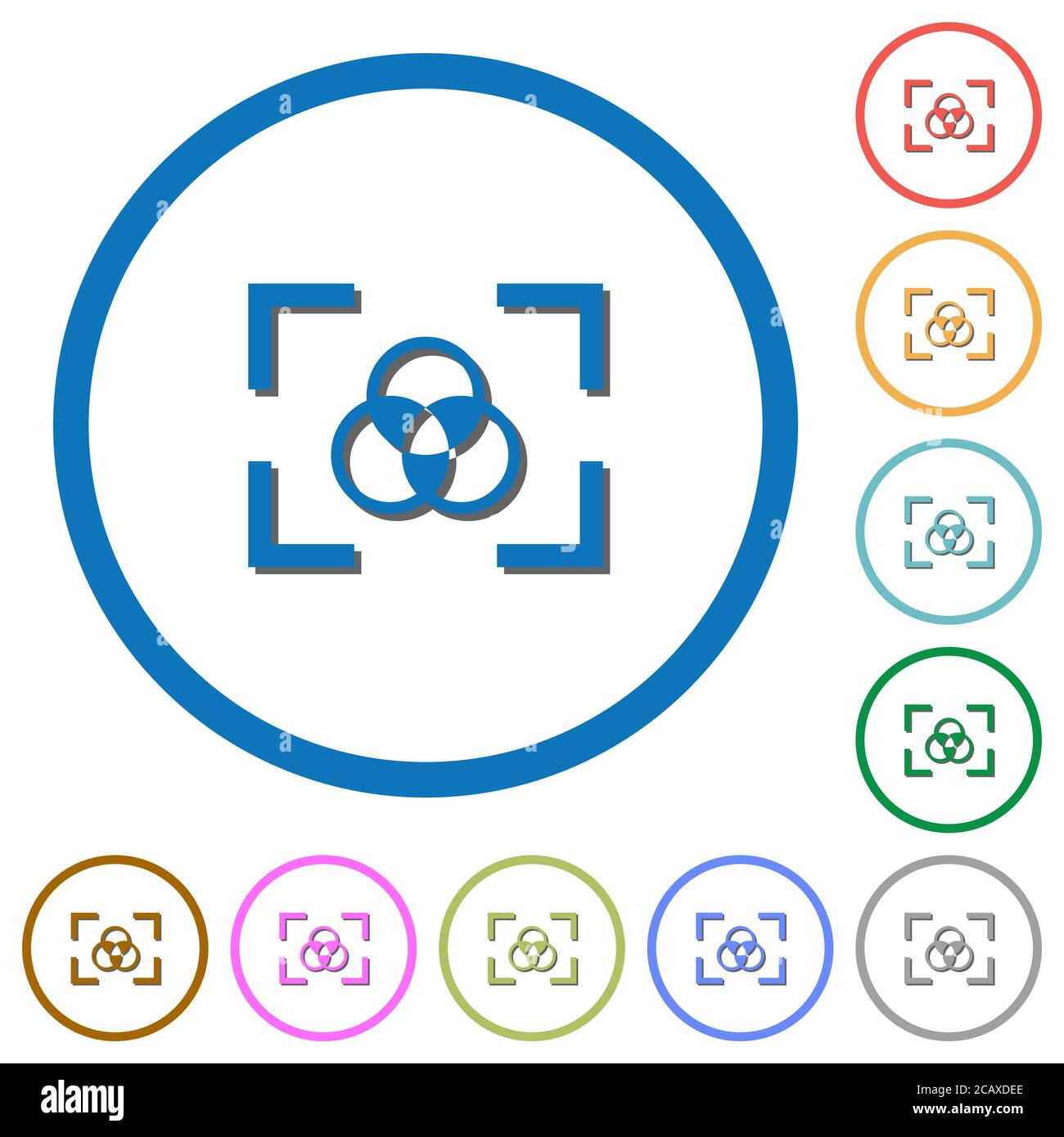 Camera white balance setting flat color vector icons with shadows in ...