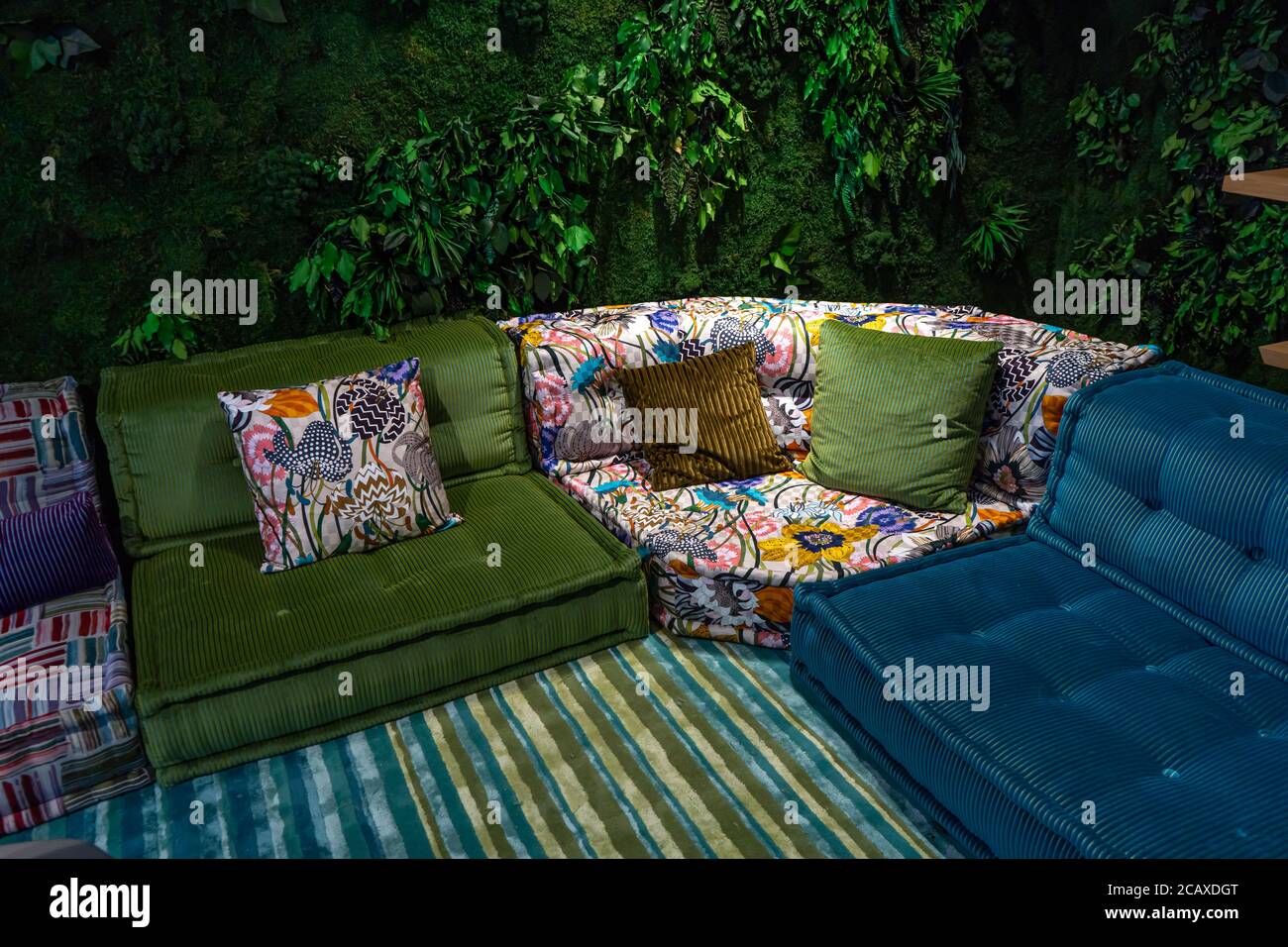 Nice, France. 25. 07.2020 Stylish living room interior with comfortable ...