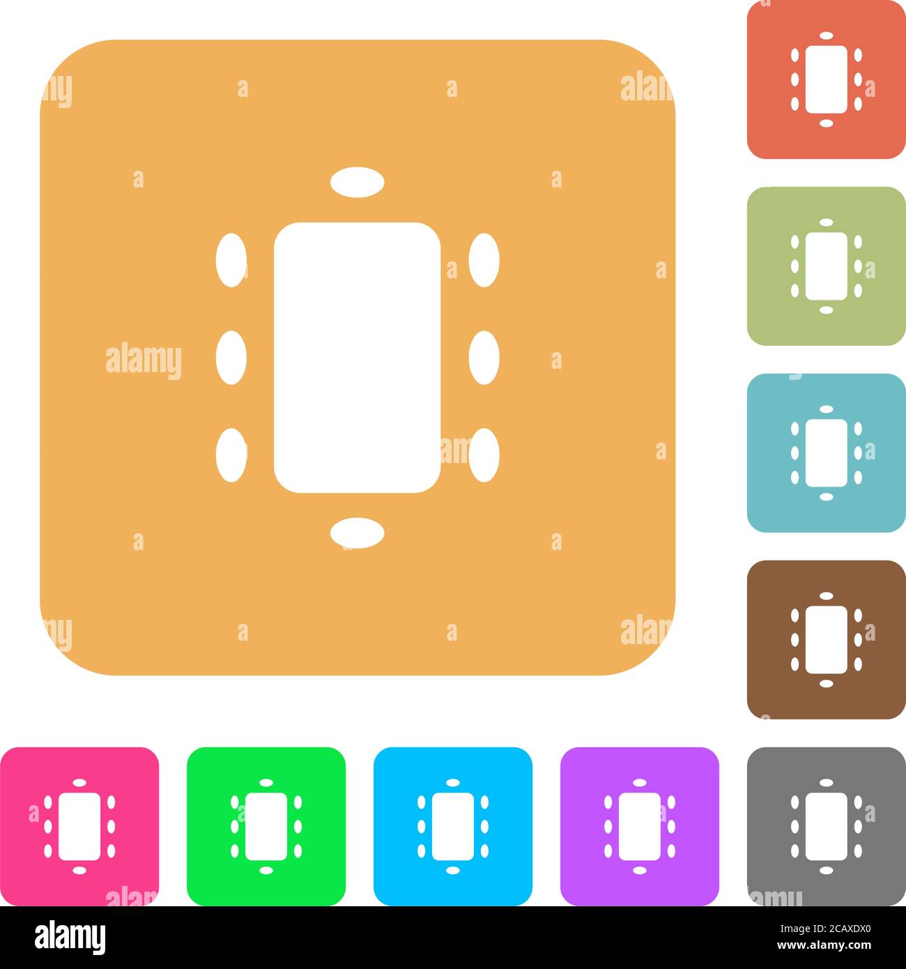 Meeting flat icons on rounded square vivid color backgrounds Stock ...