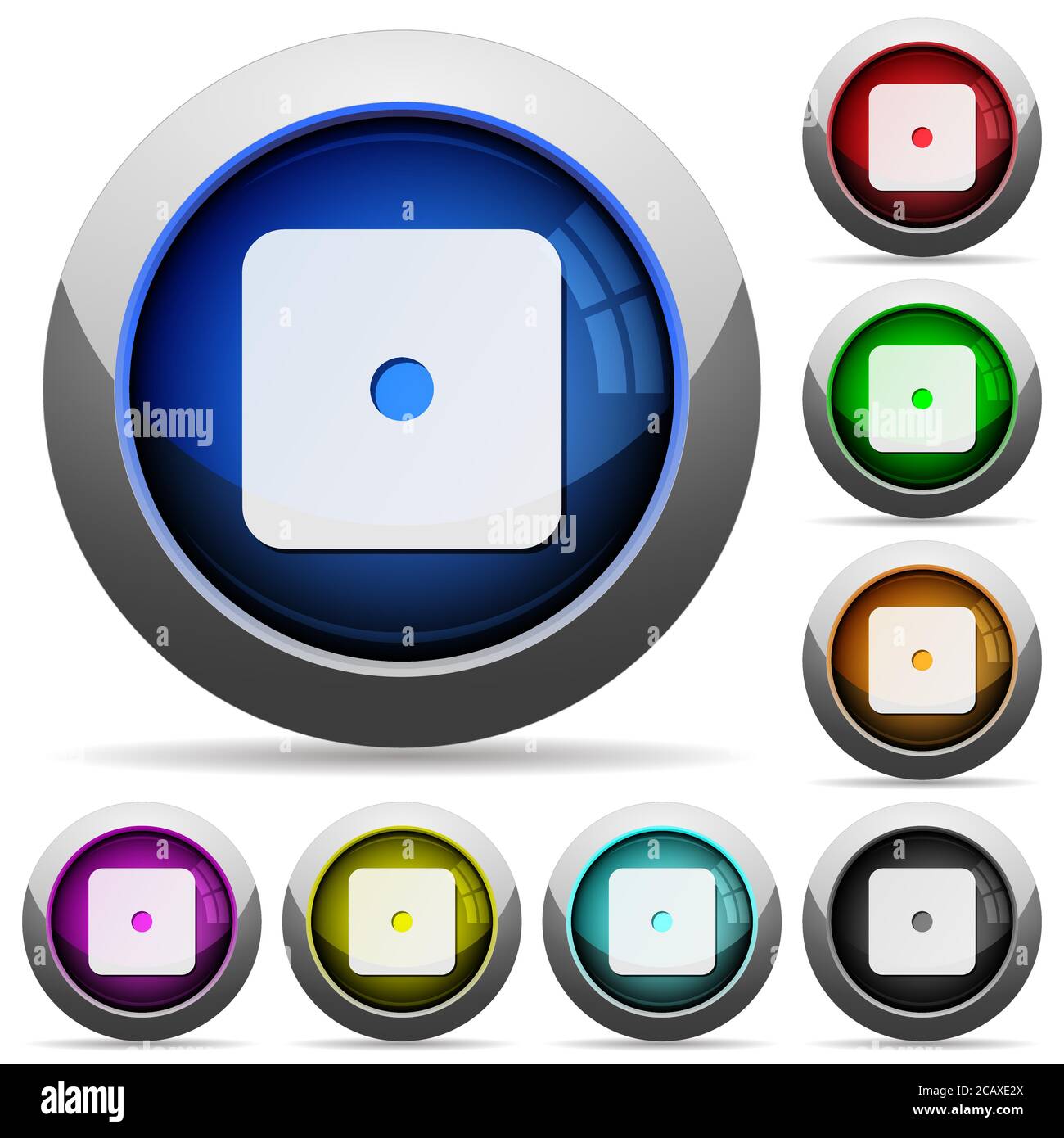 Domino one icons in round glossy buttons with steel frames Stock Vector ...