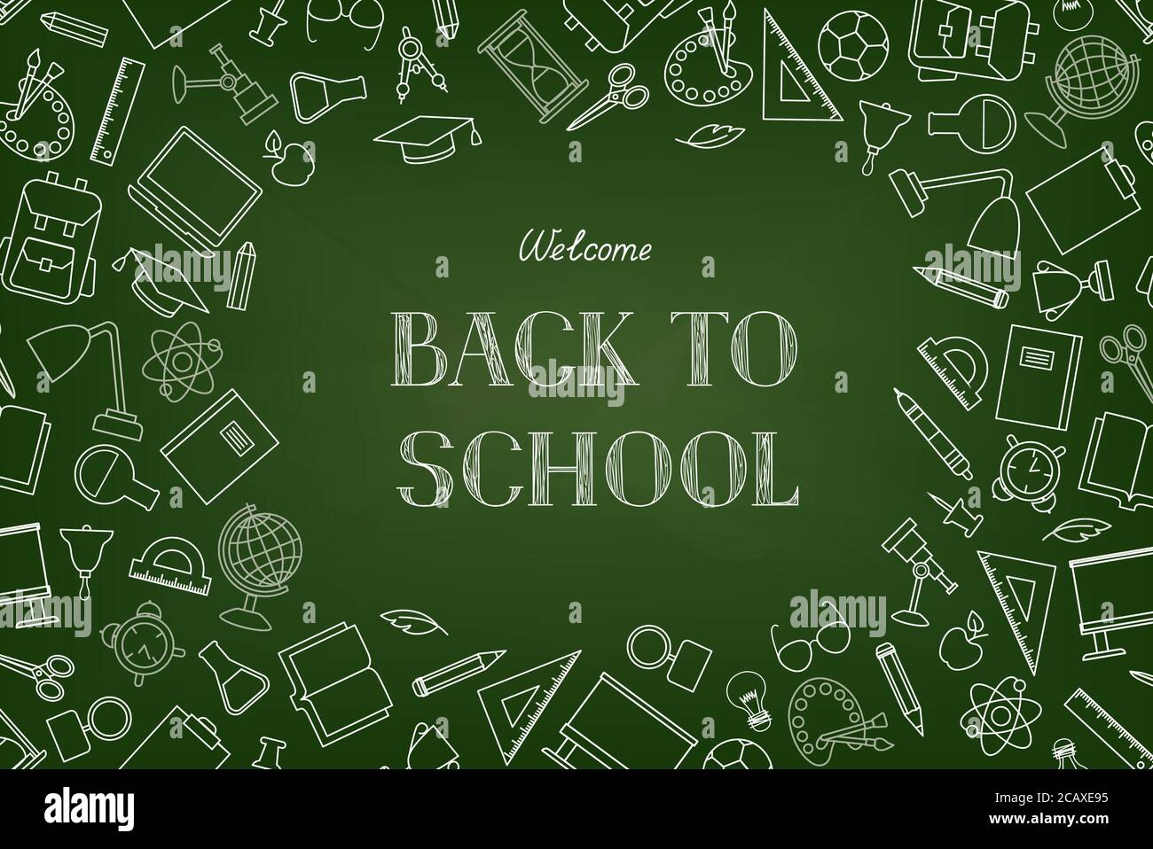Back to School chalkboard wallpaper. Education drawn symbols pattern ...