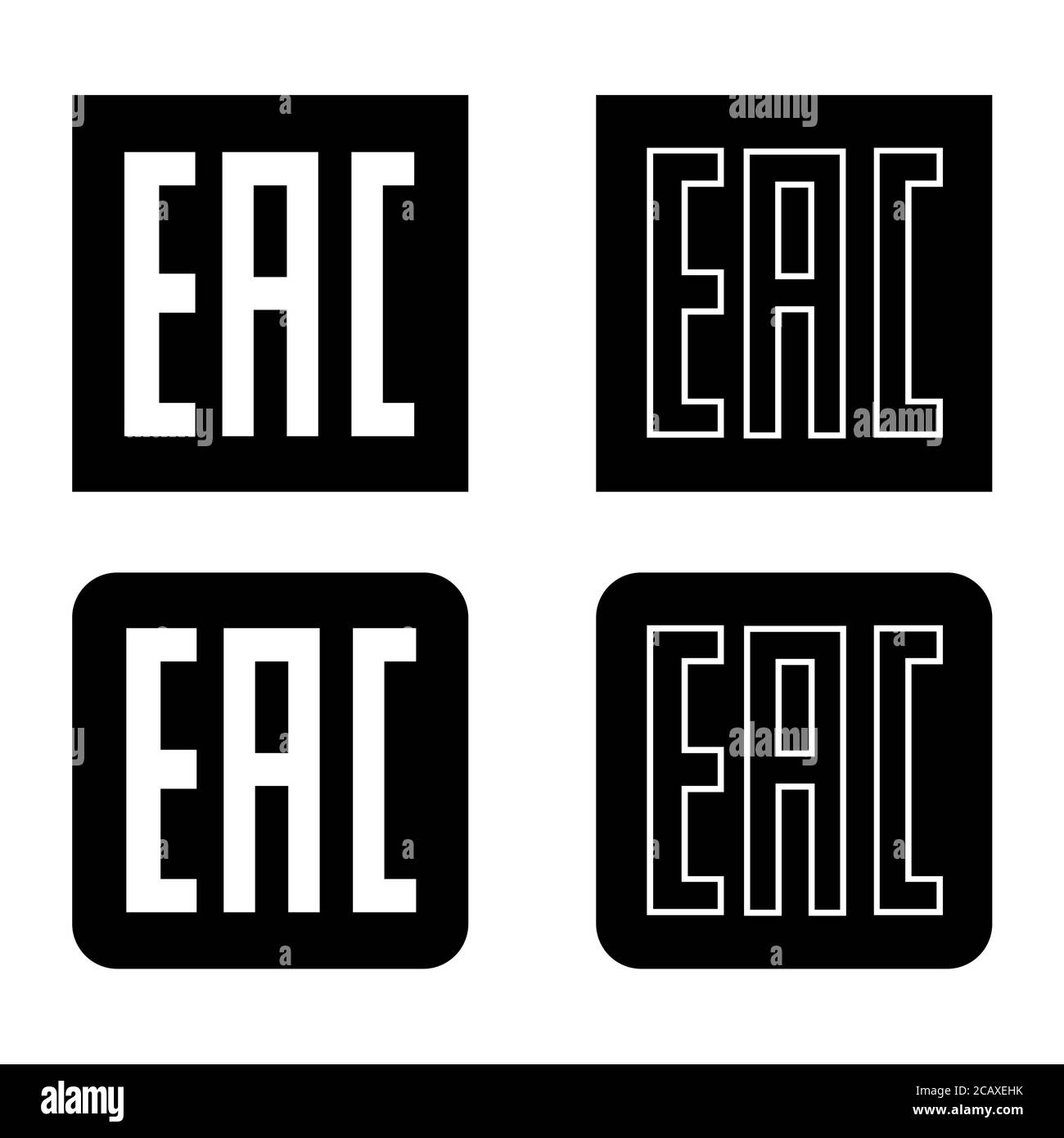 EAC sign, set icon product mark package. Euroasion symbol isolated on ...