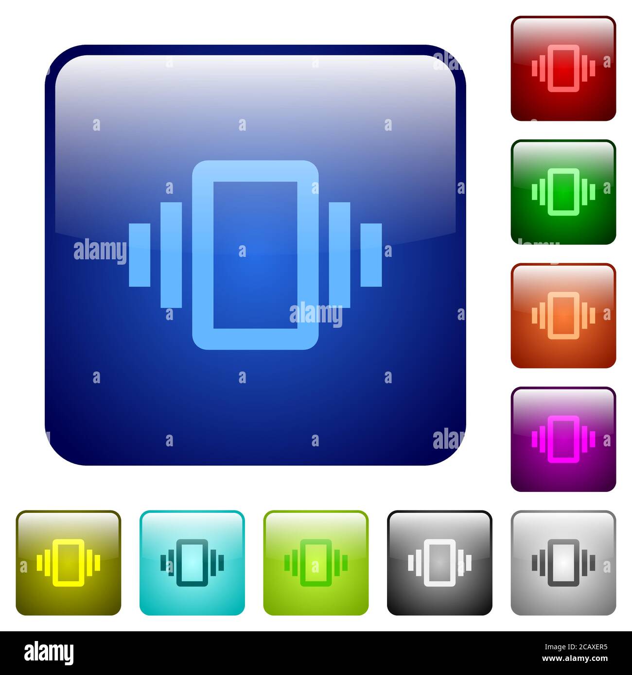 Smartphone vibration icons in rounded square color glossy button set Stock Vector Image & Art ...