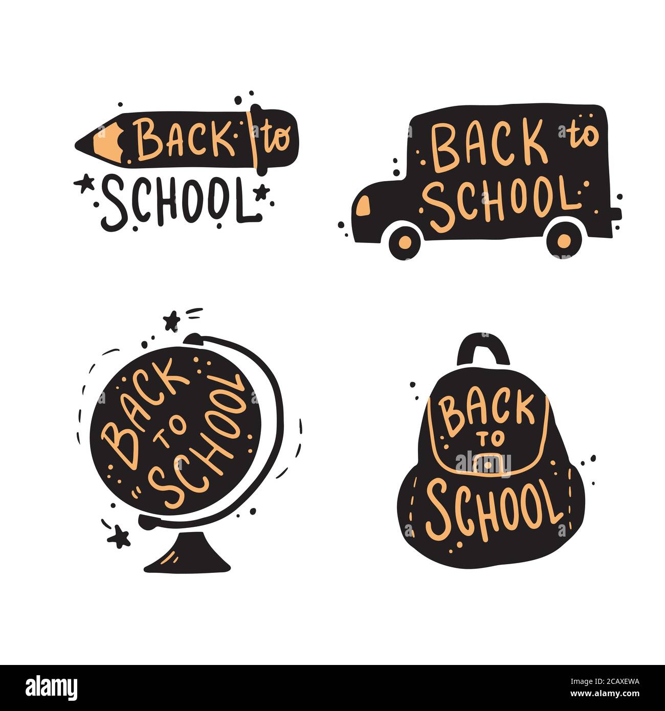 Cute hand drawn lettering Back to school quote by doodle sketch style ...