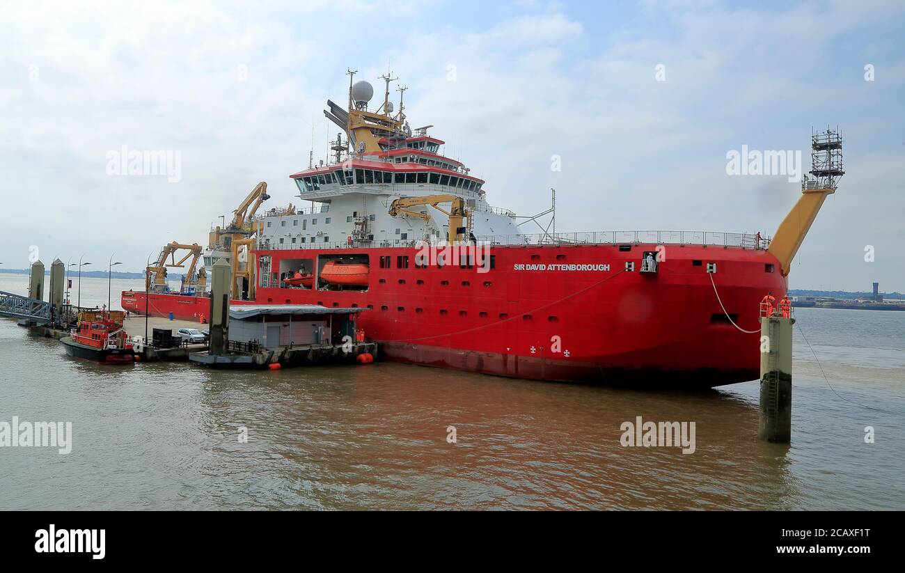 Sir David Attenborough ship leaves Cammell Lairds Stock Photo - Alamy