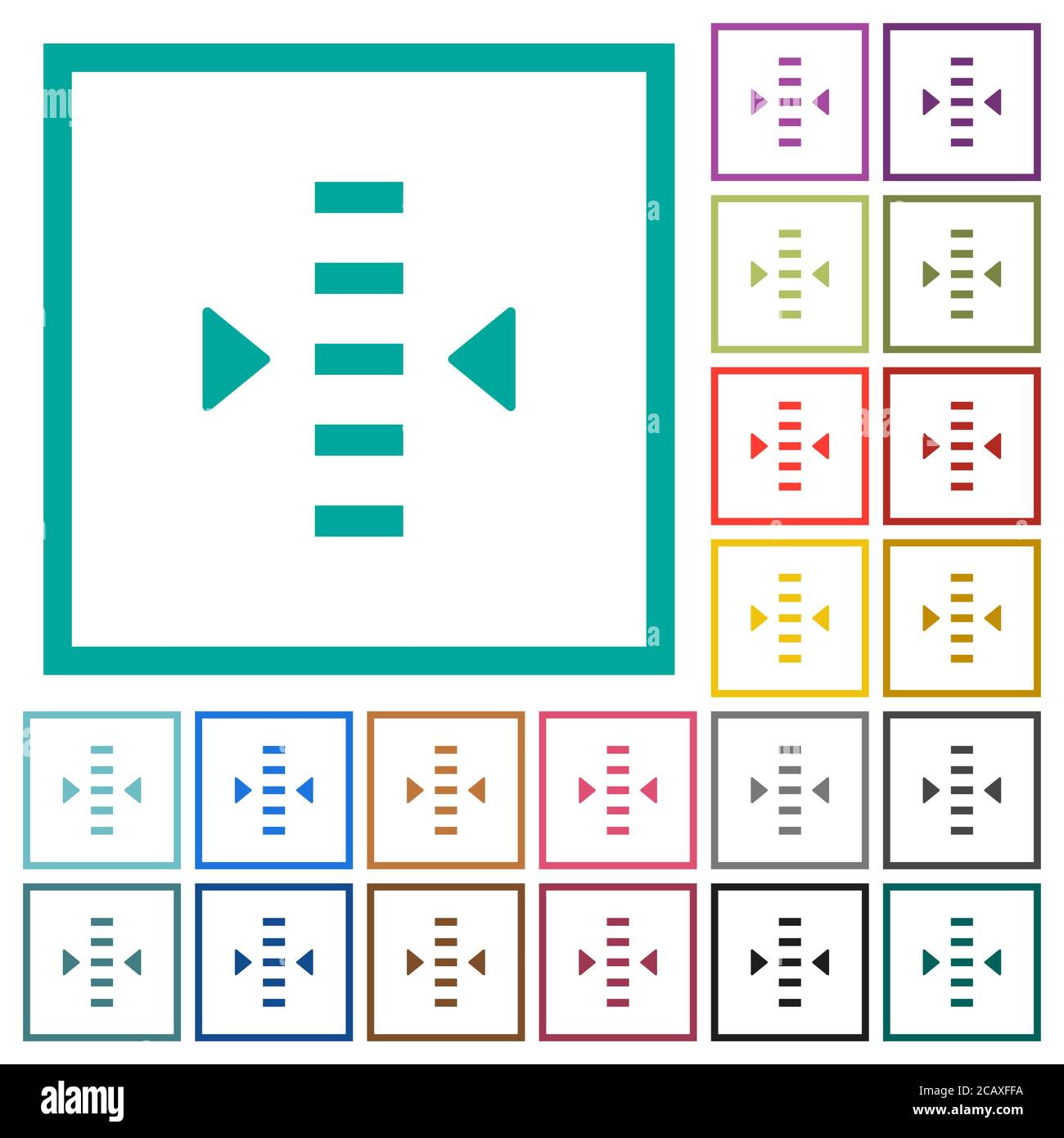 Adjust level flat color icons with quadrant frames on white background ...