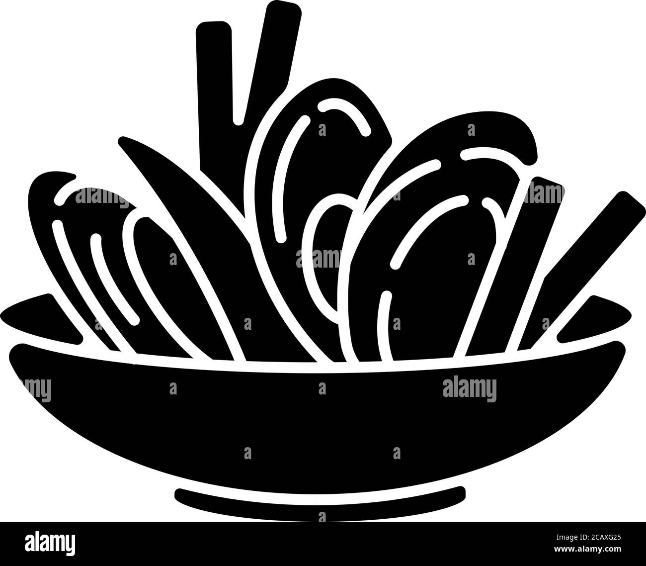 Moules frites black glyph icon. Traditional mussels and chips. French ...