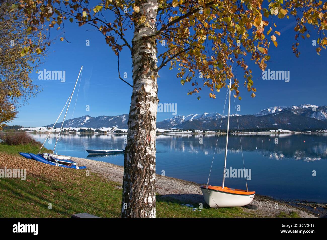 geography / travel, Germany, Bavaria, Rieden on the Forggensee, view ...