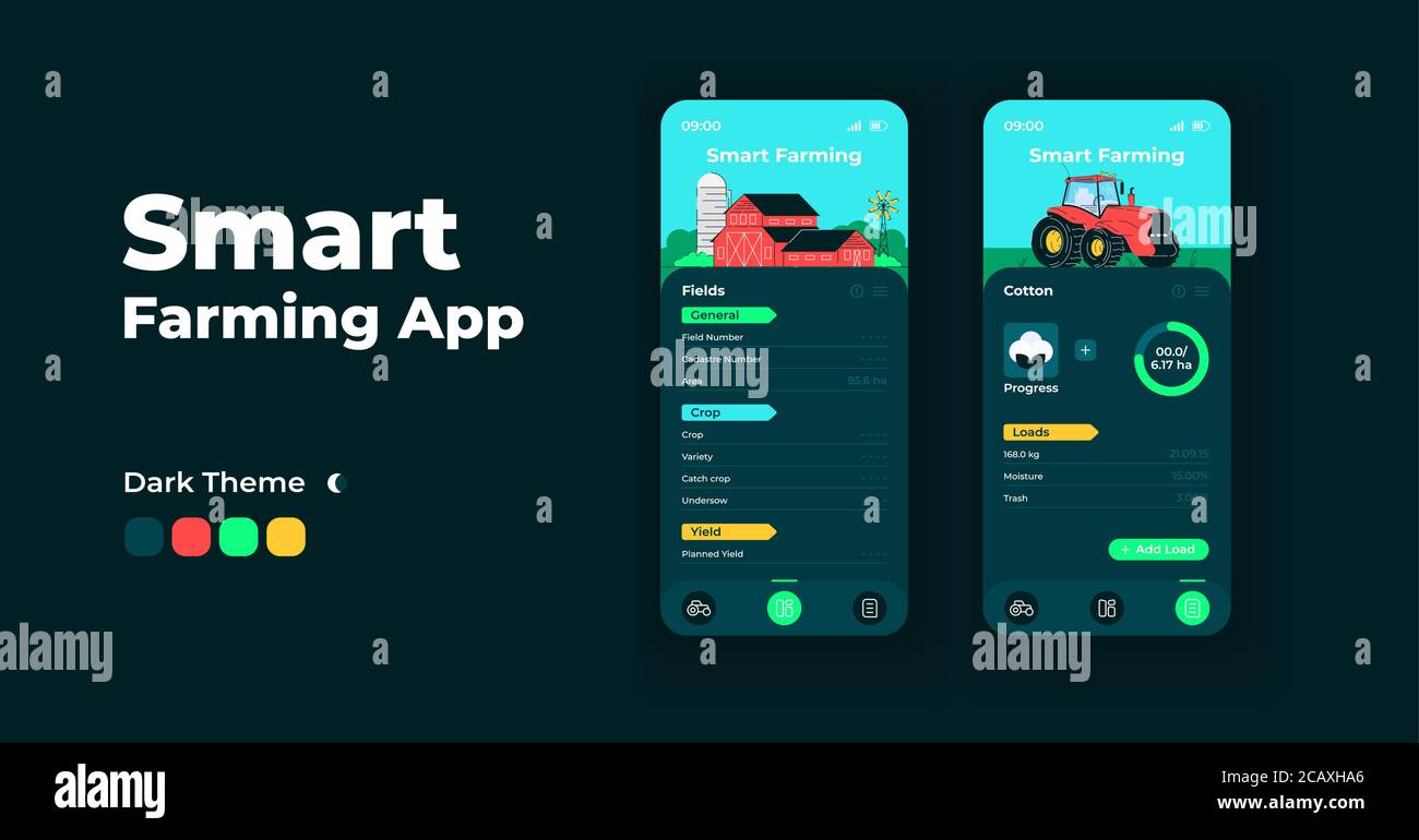 Smart farming app cartoon smartphone interface vector templates set ... Smart farming app cartoon smartphone interface vector templates set ...