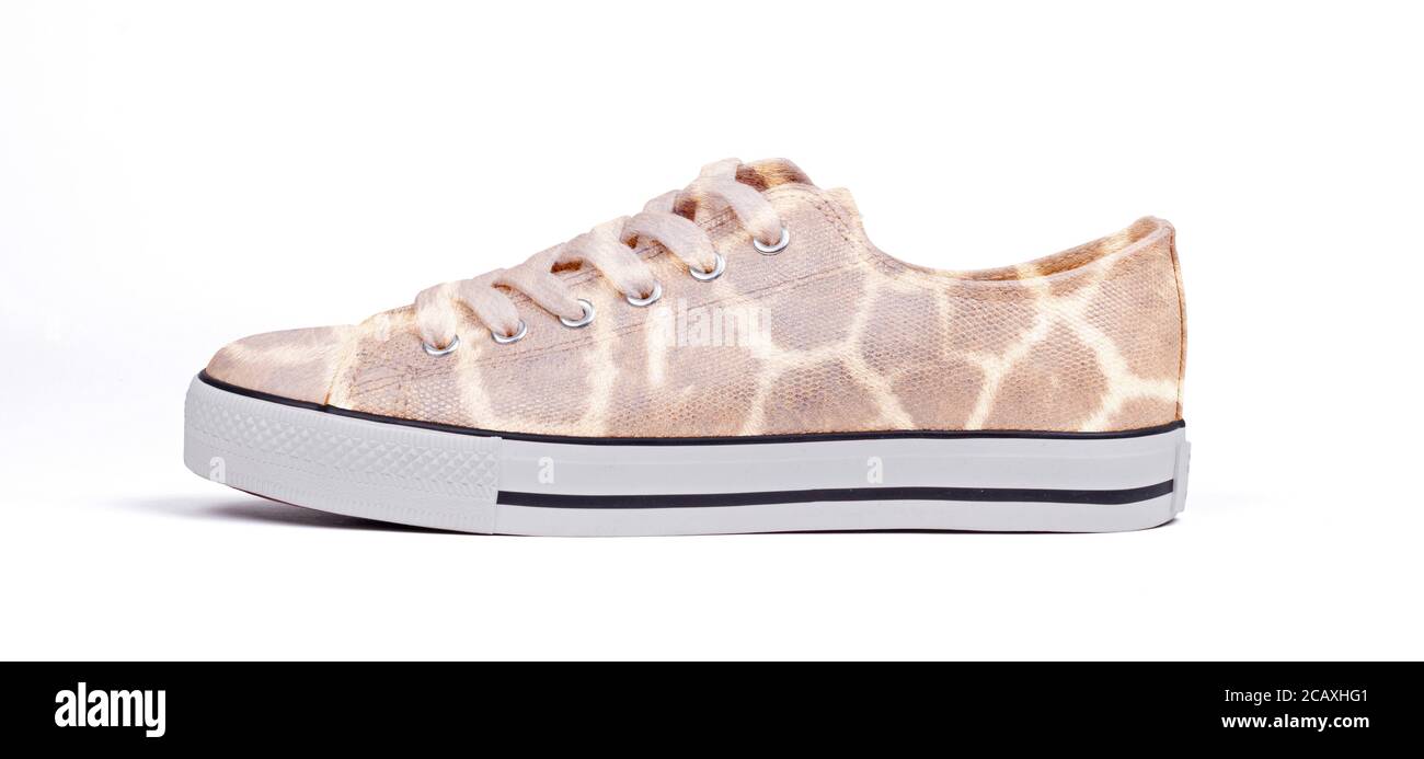 Single shoe isolated on white background - Wild life print Stock Photo ...