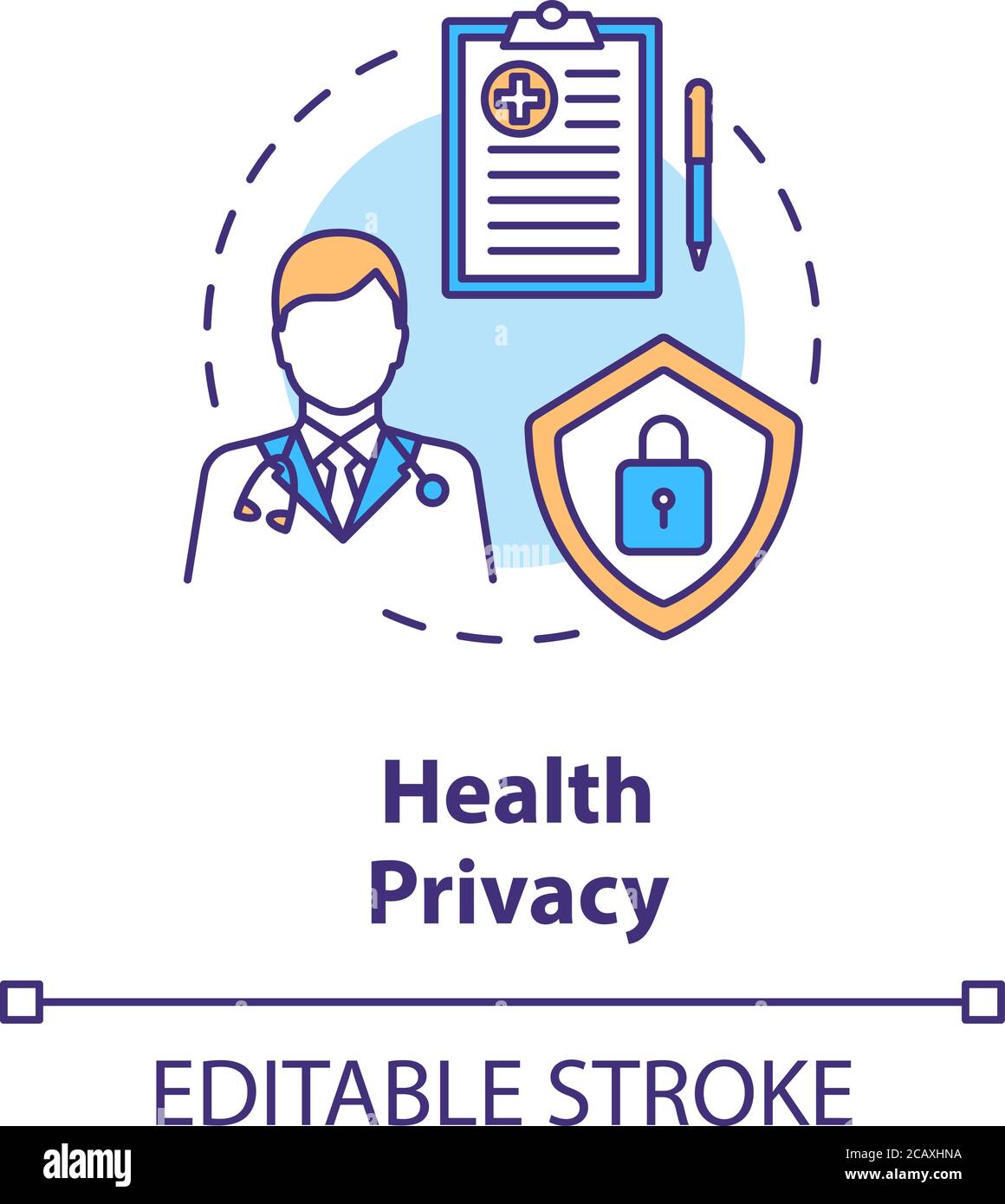 Health privacy concept icon. Medical records privacy idea thin line ... Health privacy concept icon. Medical records privacy idea thin line ...