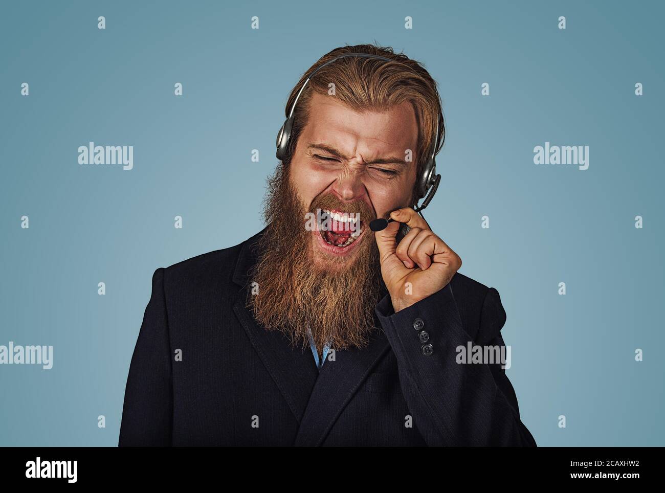 Annoyed call center agent headset hi-res stock photography and images ...