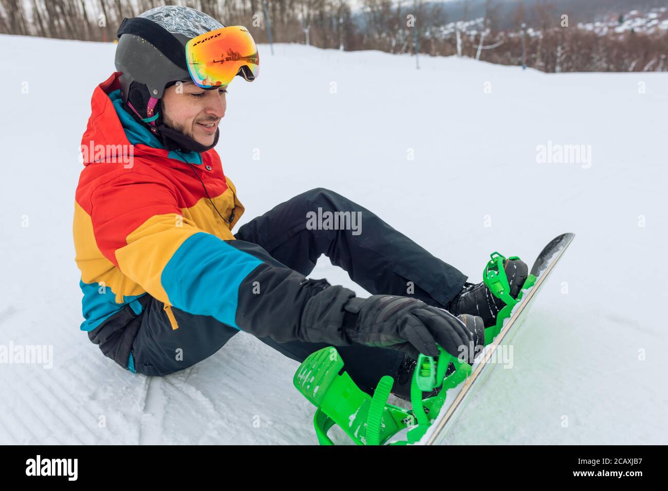 Snowboard closeup boots hi-res stock photography and images - Alamy