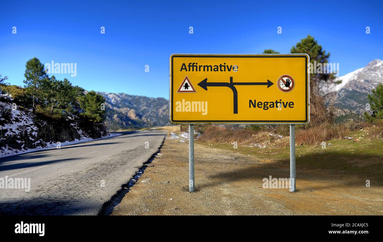 Street Sign theDirection Way to Affirmative versus Negative Stock Photo ...